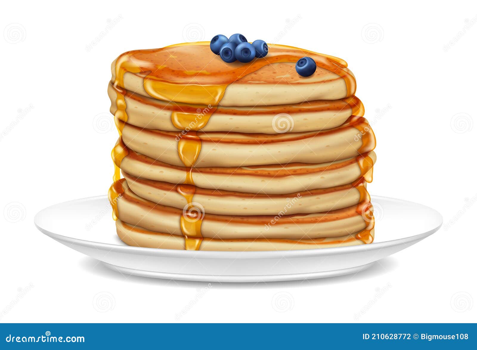Realistic Detailed 3d Fluffy Pancake Stack. Vector Stock Vector ...