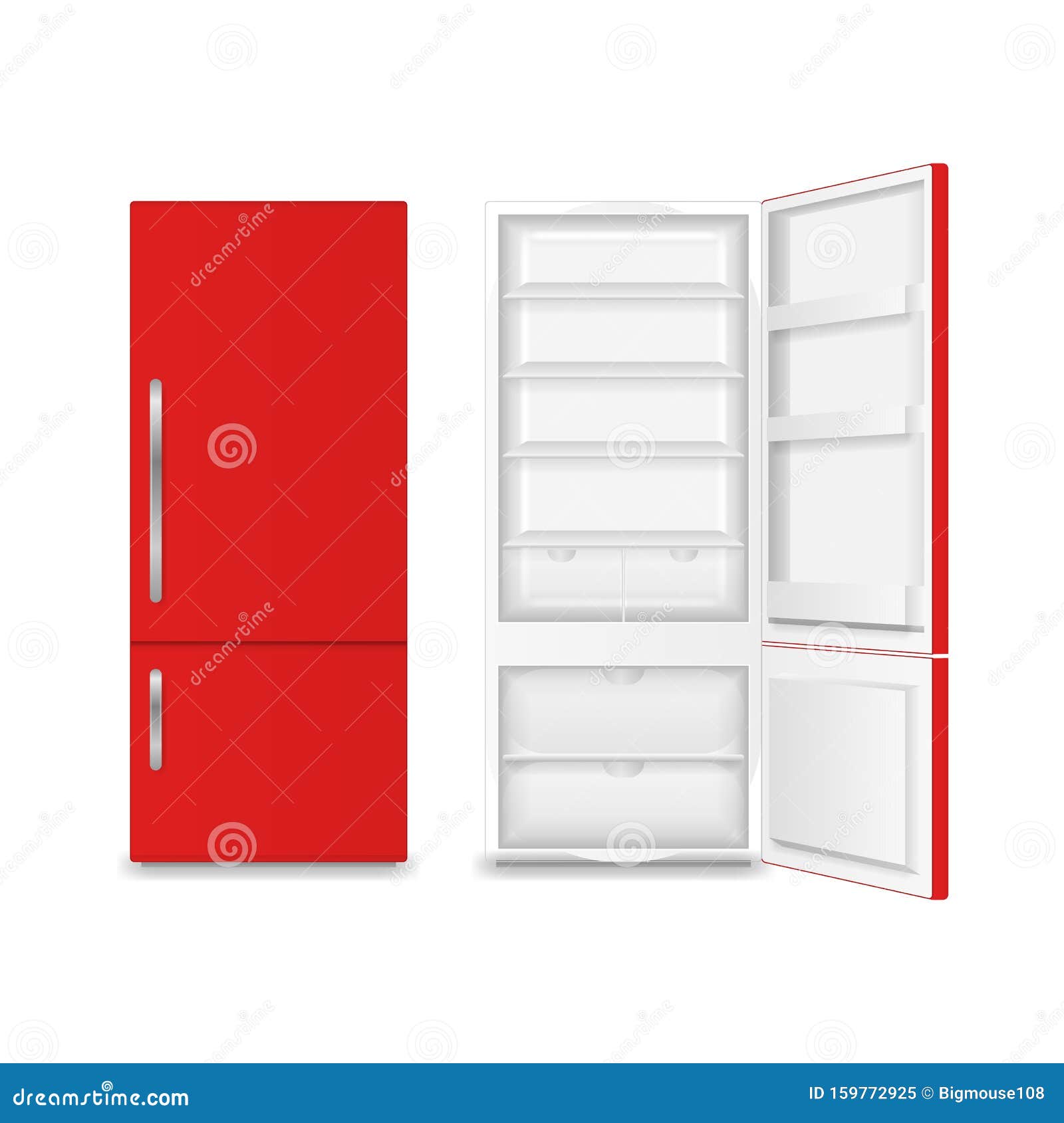 Realistic Detailed 3d Full and Empty Fridge. Vector Stock Vector ...