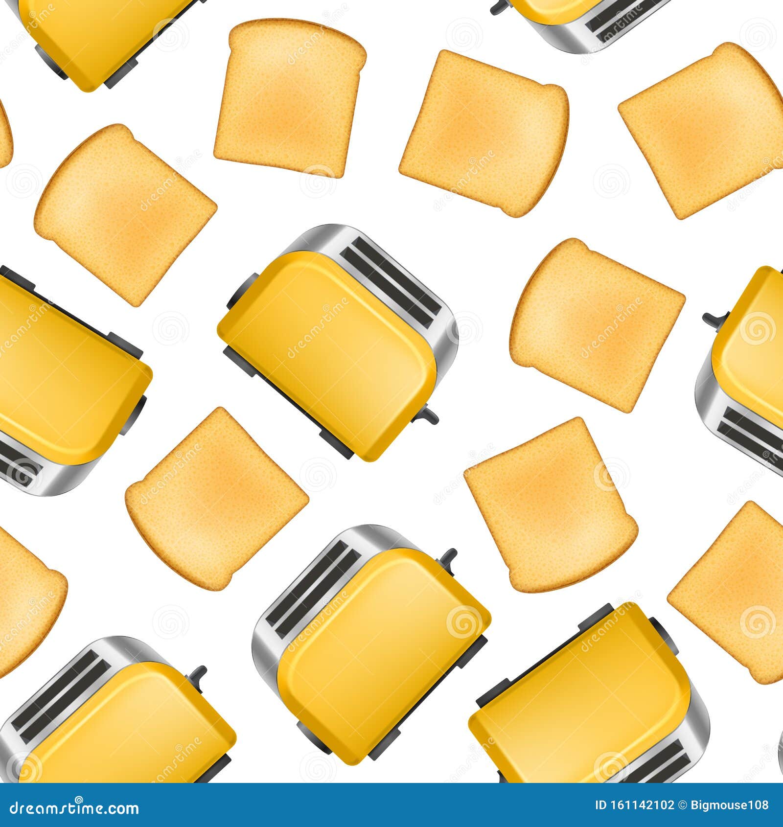 Realistic Detailed 3d Glossy Toaster with Bread Seamless Pattern ...