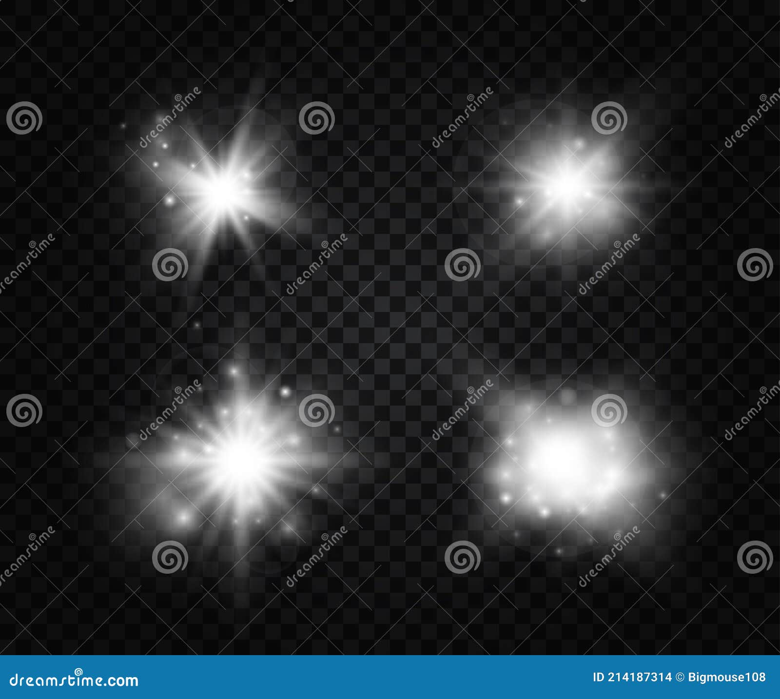 Realistic Detailed 3d Glowing Light Effect Set. Vector Stock Vector ...
