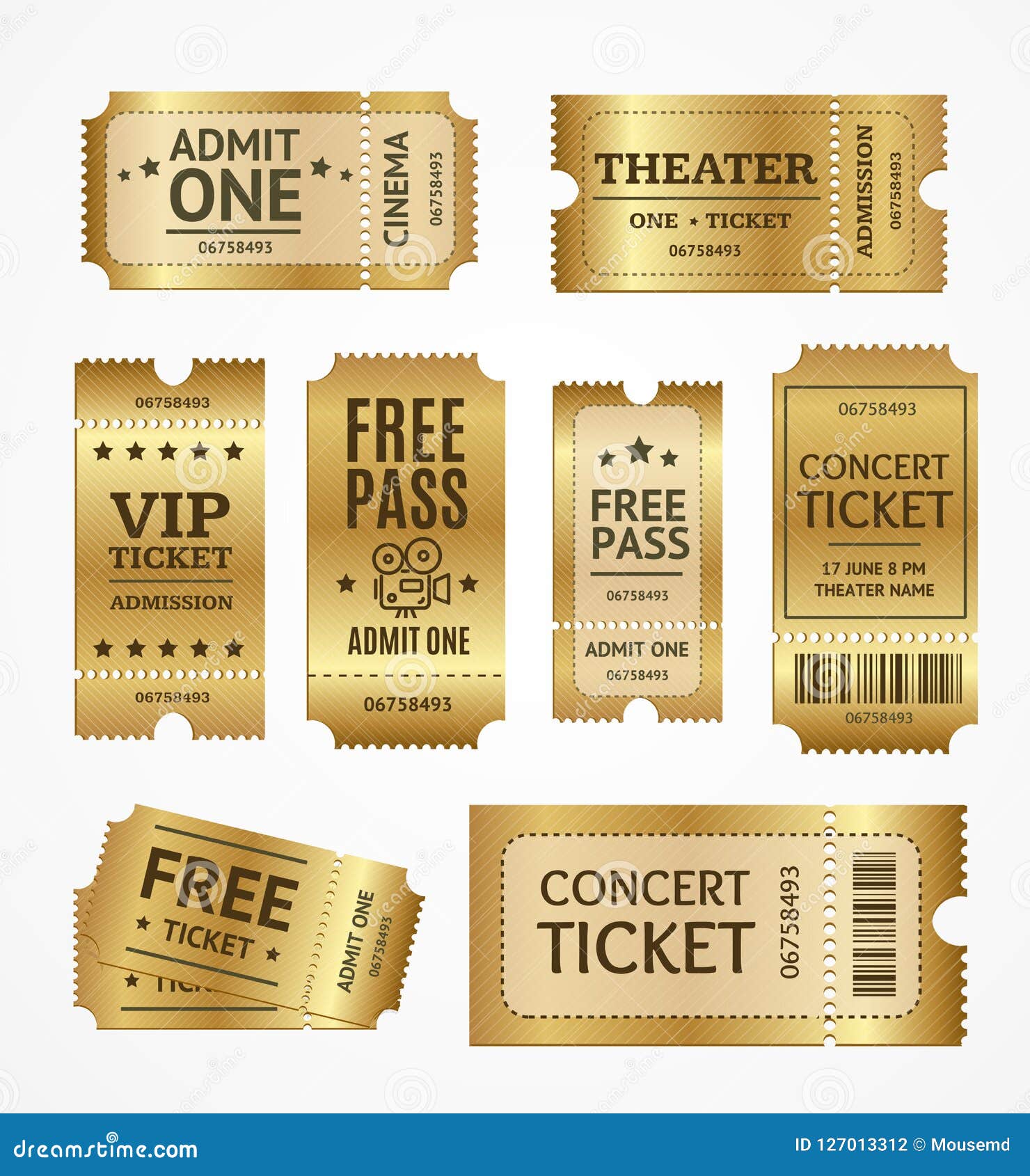 Realistic Detailed 3d Golden Tickets Set. Vector Stock Vector ... Realistic Detailed 3d Golden Tickets Set. Vector Stock Vector ...