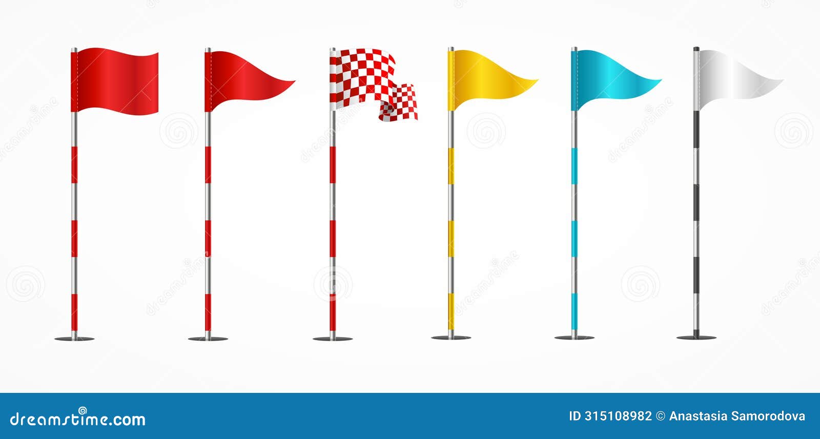 Realistic Detailed 3d Golf Flags Different Types Set. Vector Stock ...