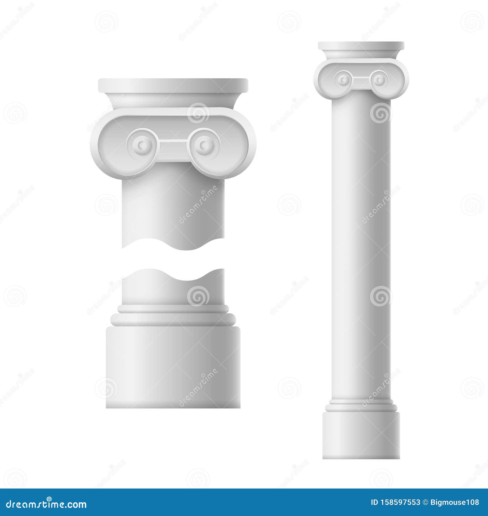 Ionic Realistic Antique Greek Temple With Columns Cartoon Vector ...