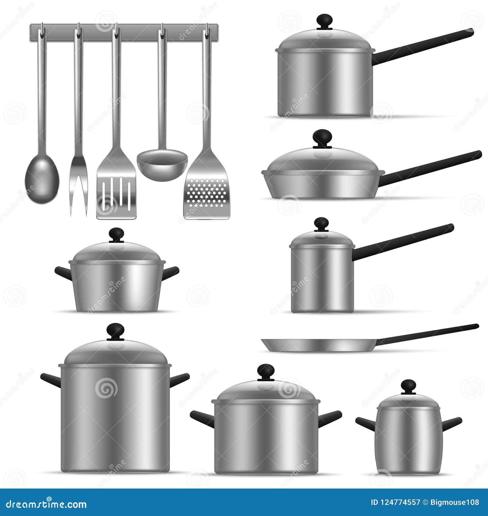 Realistic Detailed 3d Kitchen Utensils Set. Vector Stock Vector ...