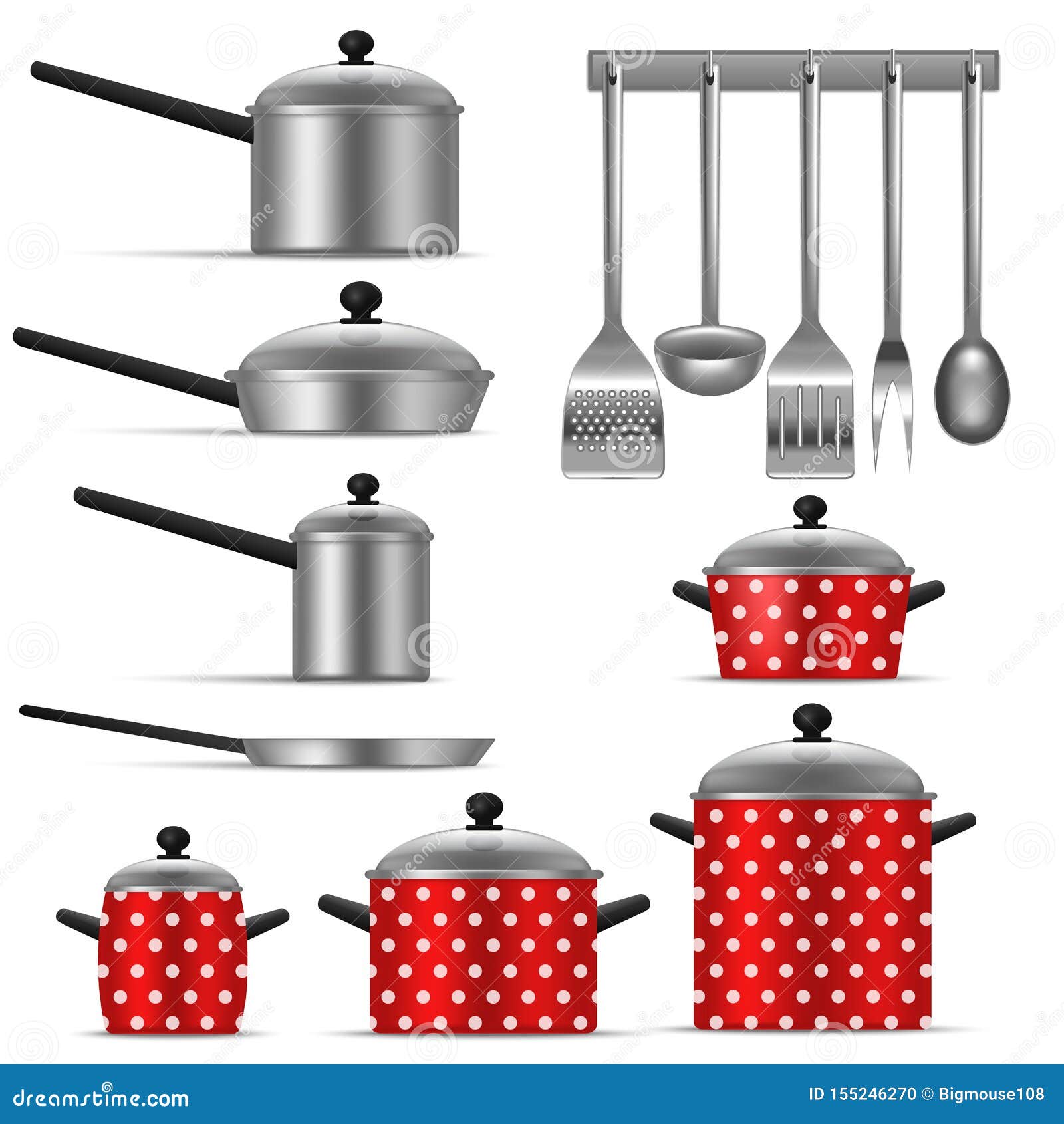 Realistic Detailed 3d Kitchen Utensils Set. Vector Stock Vector ...
