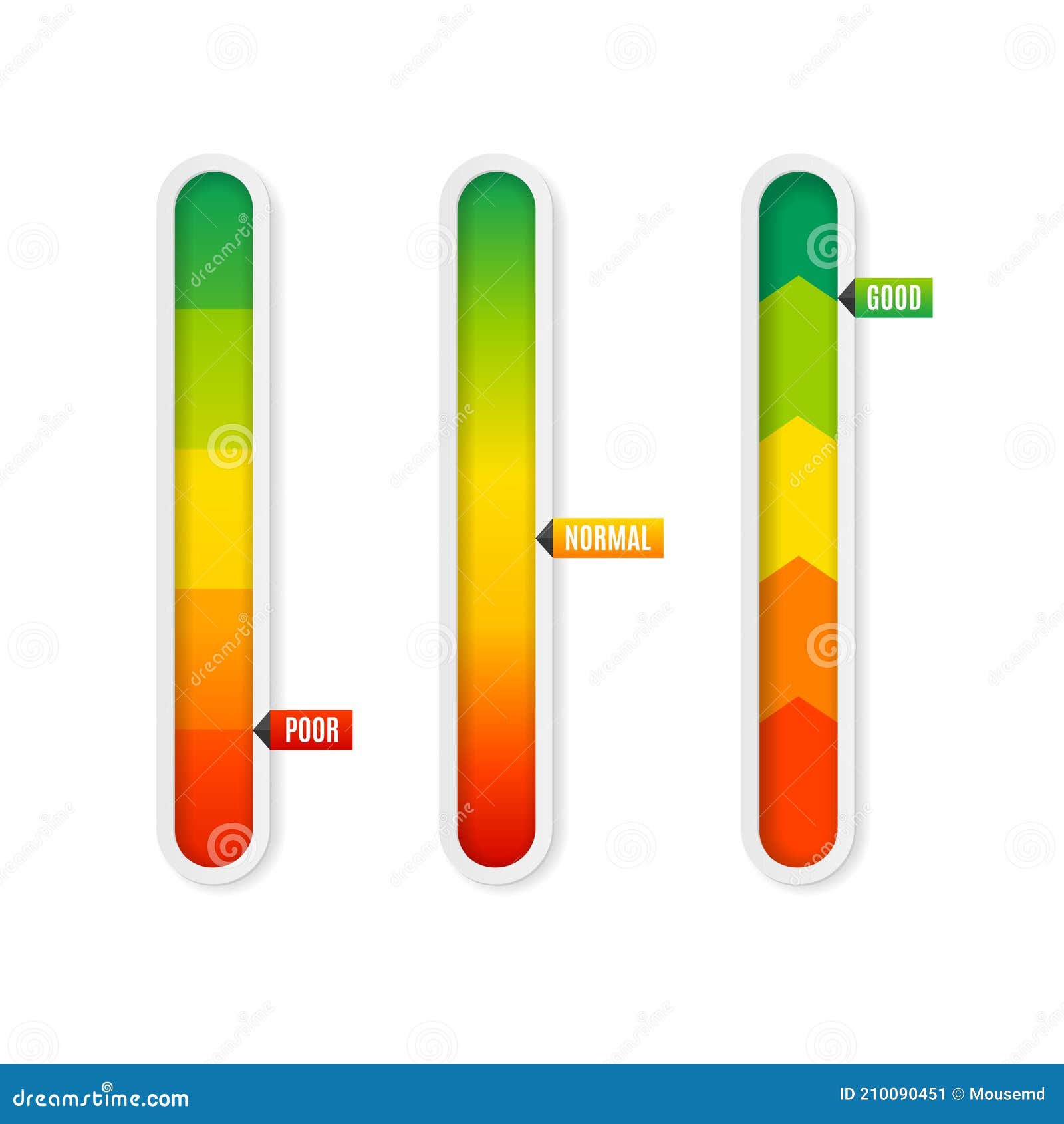 Realistic Detailed 3d Level Indicator Set. Vector Stock Vector ...