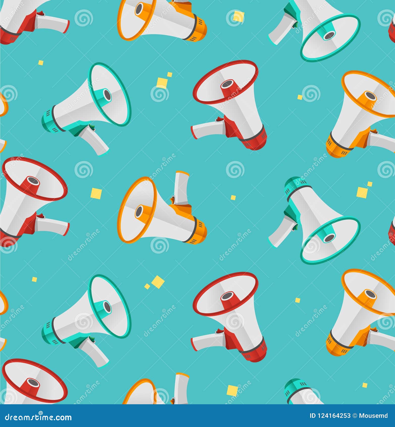 Realistic Detailed 3d Megaphone or Loudspeaker Seamless Pattern ...