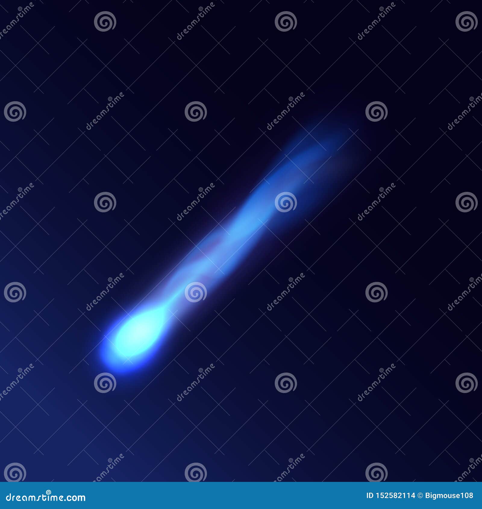 Realistic Detailed 3d Meteorites Comet Blue Light Effect. Vector Stock ...