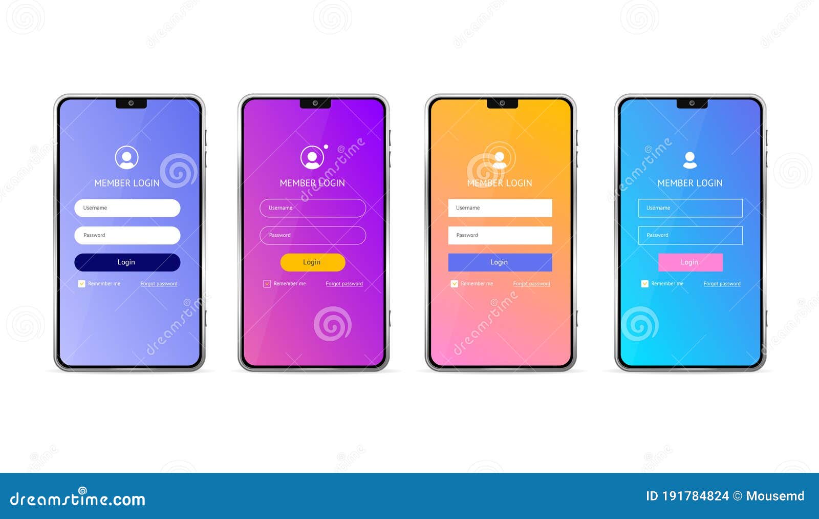 Realistic Detailed 3d Mobile Phone and Login Form Set. Vector Stock ...