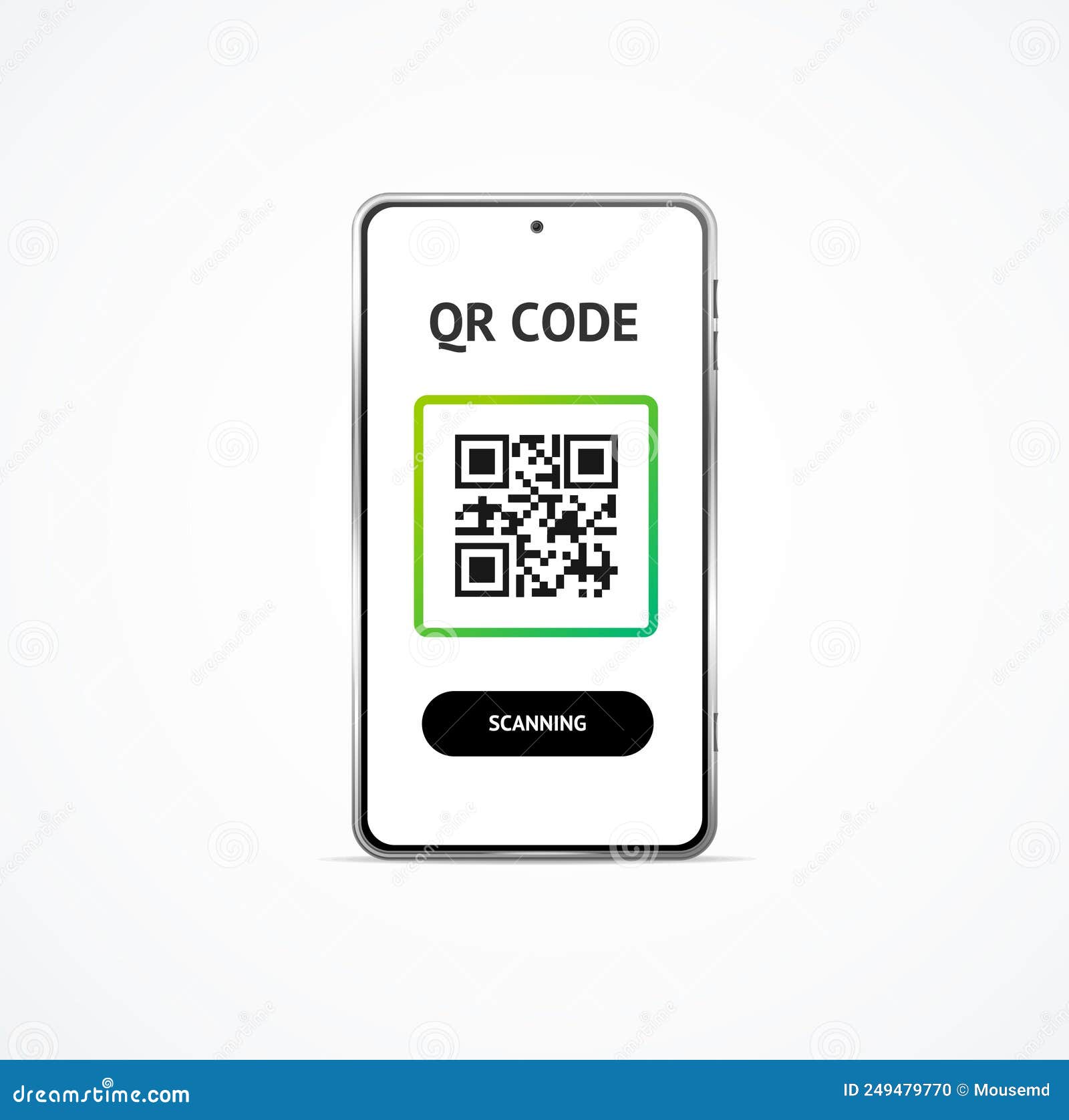 Realistic Detailed 3d Mobile Phone Screen with Qr Code Scanner. Vector ...