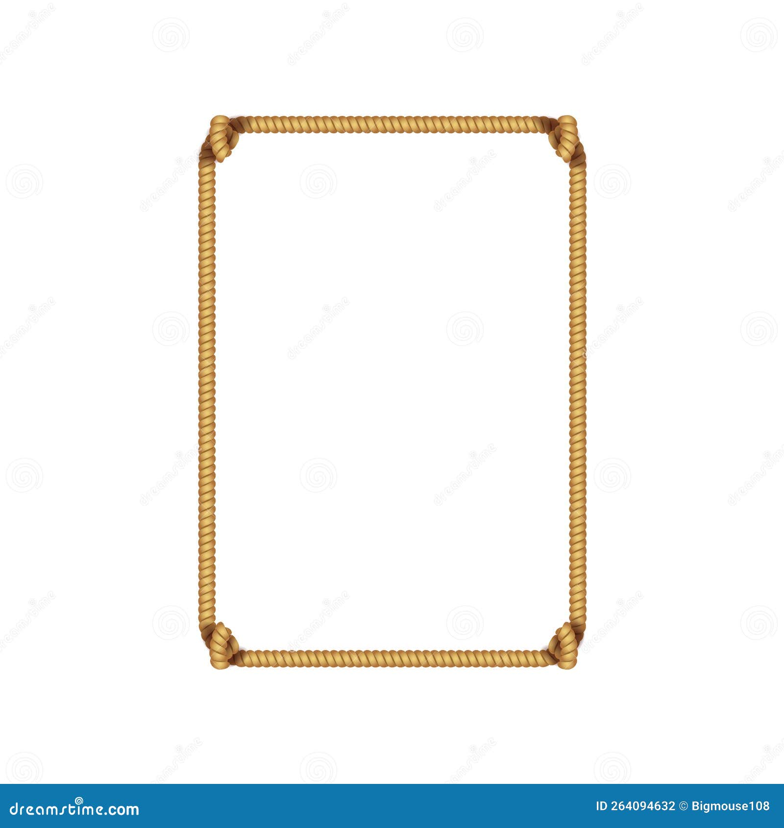 Realistic Detailed 3d Natural Jute Hemp Rope Frame. Vector Stock Vector ...