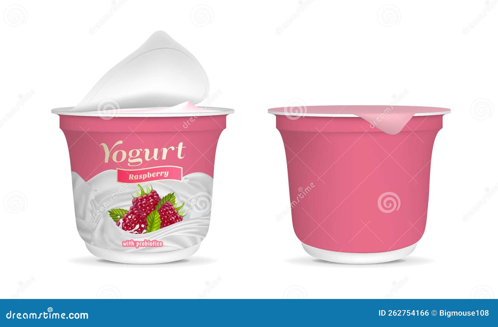 Raspberry Yogurt Vector Realistic. Product Placement Mock Up. Fresh ...