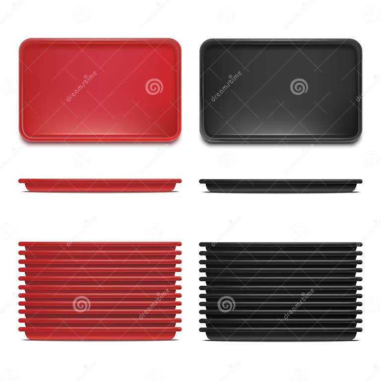 Realistic Detailed 3d Plastic Tray Set. Vector Stock Vector ...