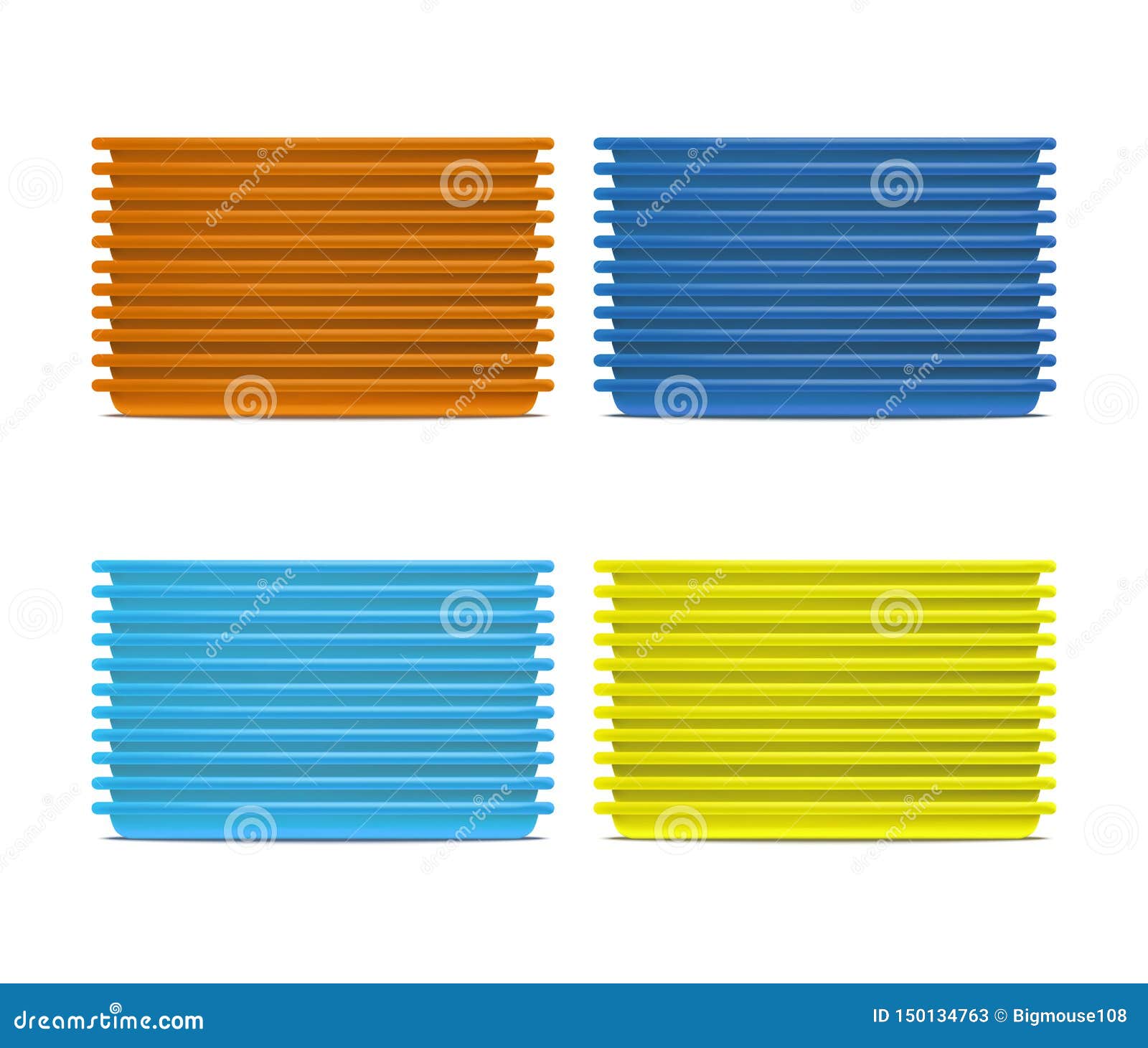 Realistic Detailed 3d Plastic Tray Stack Set. Vector Stock Vector ...