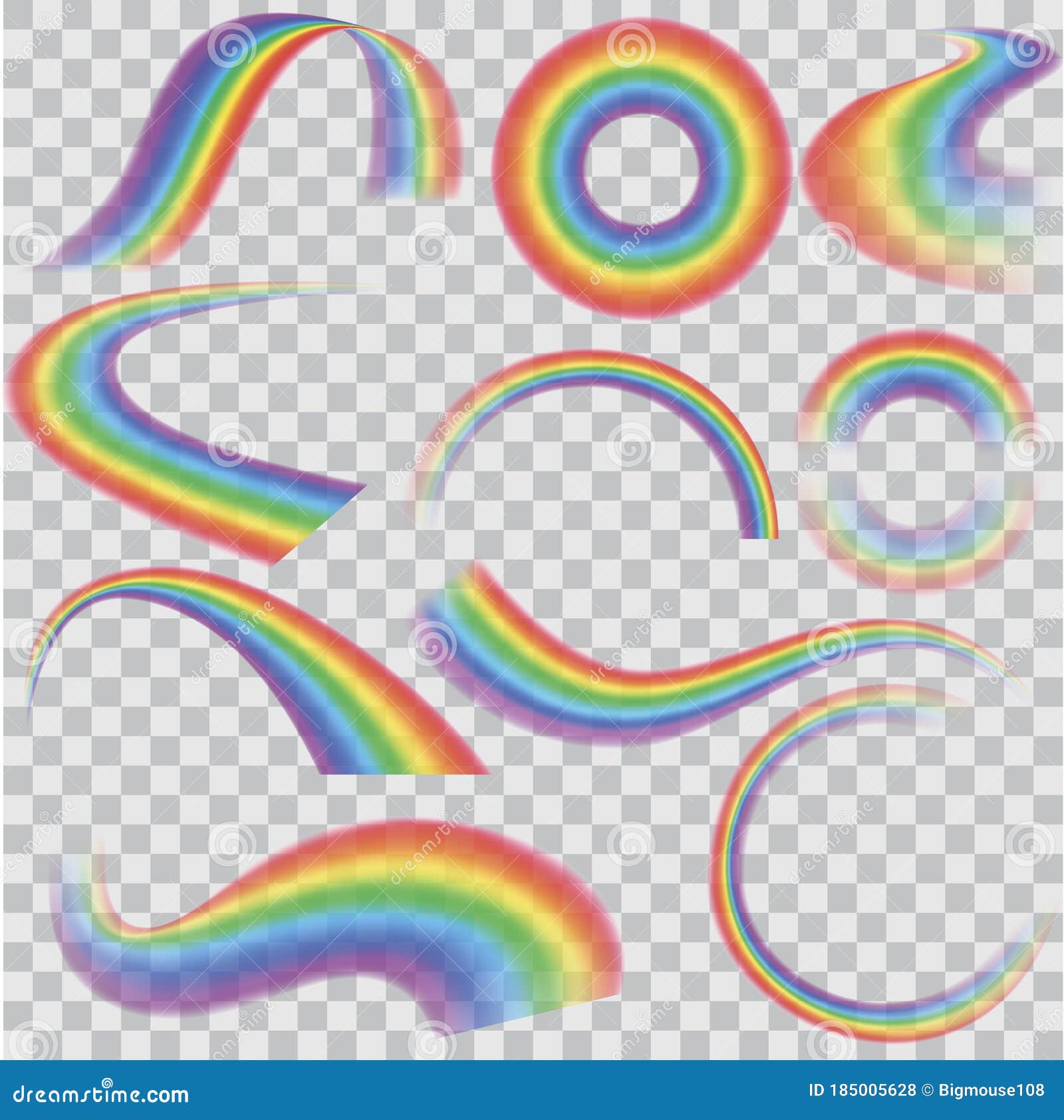 Rainbows In Different Shape Realistic Set. Perfect Set Isolated On ...