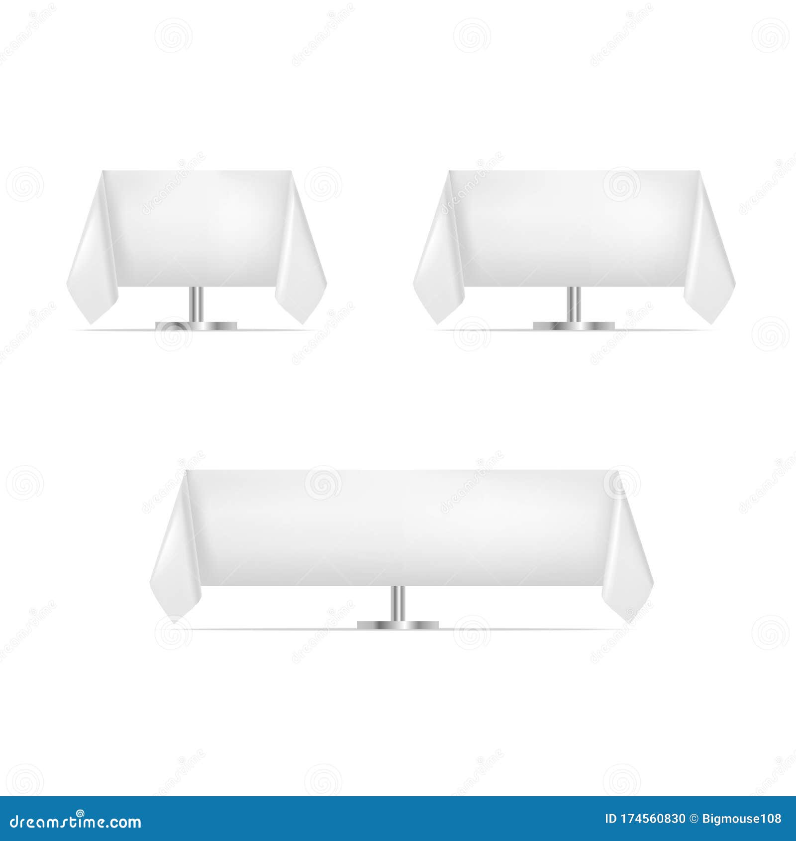 Realistic Detailed 3d Rectangle White Blank Restaurant Tables Template ...