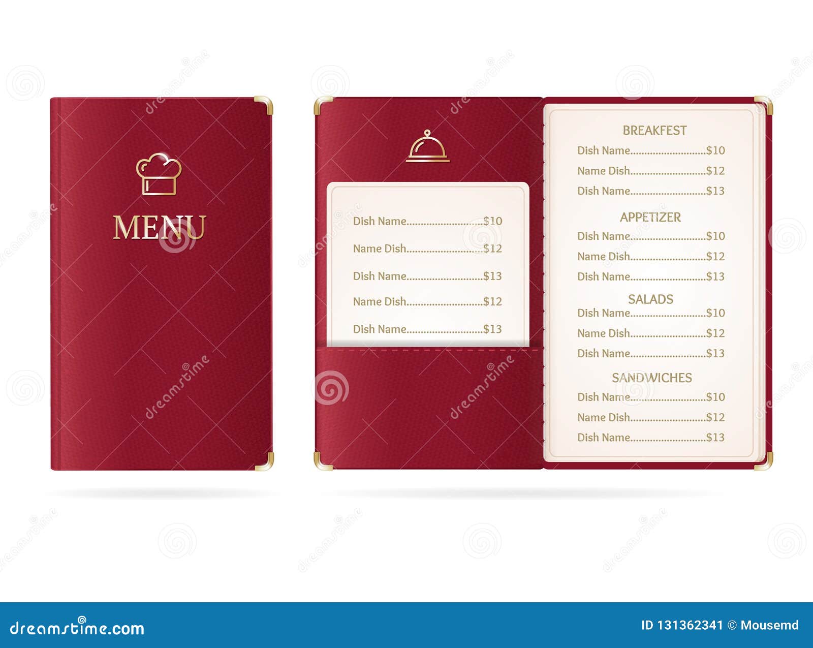 Realistic Detailed 3d Menu Restaurant Set. Vector Stock Vector ...
