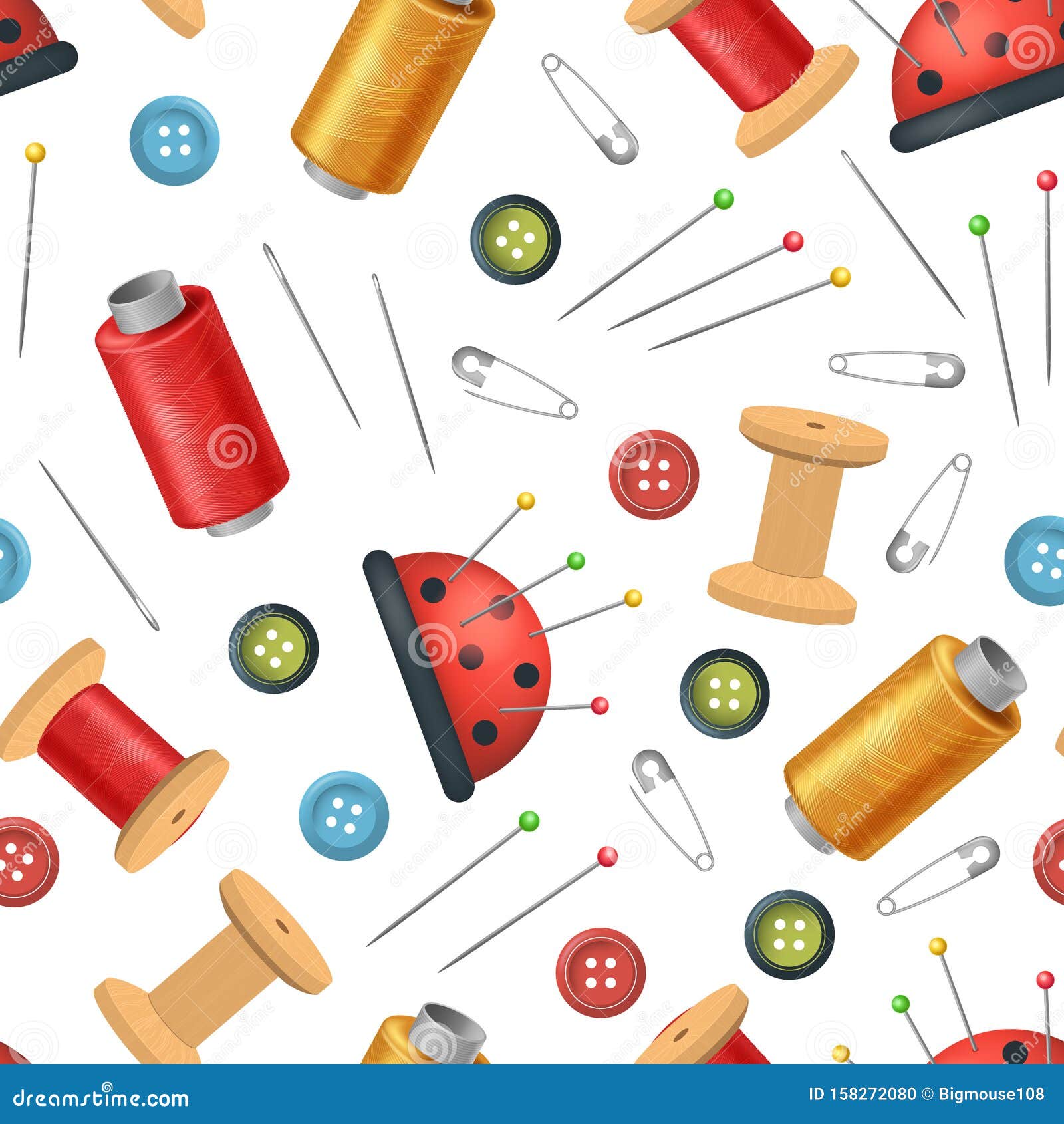 Realistic Detailed 3d Sewing Supplies for Tailoring and Needlework ...