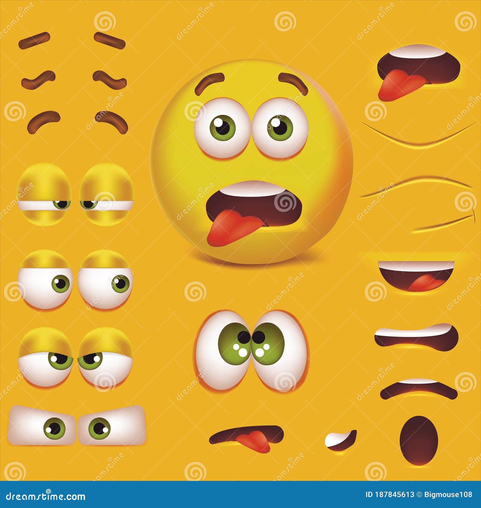 Realistic Detailed 3d Smiley Face Character Creation Constructor Set ...