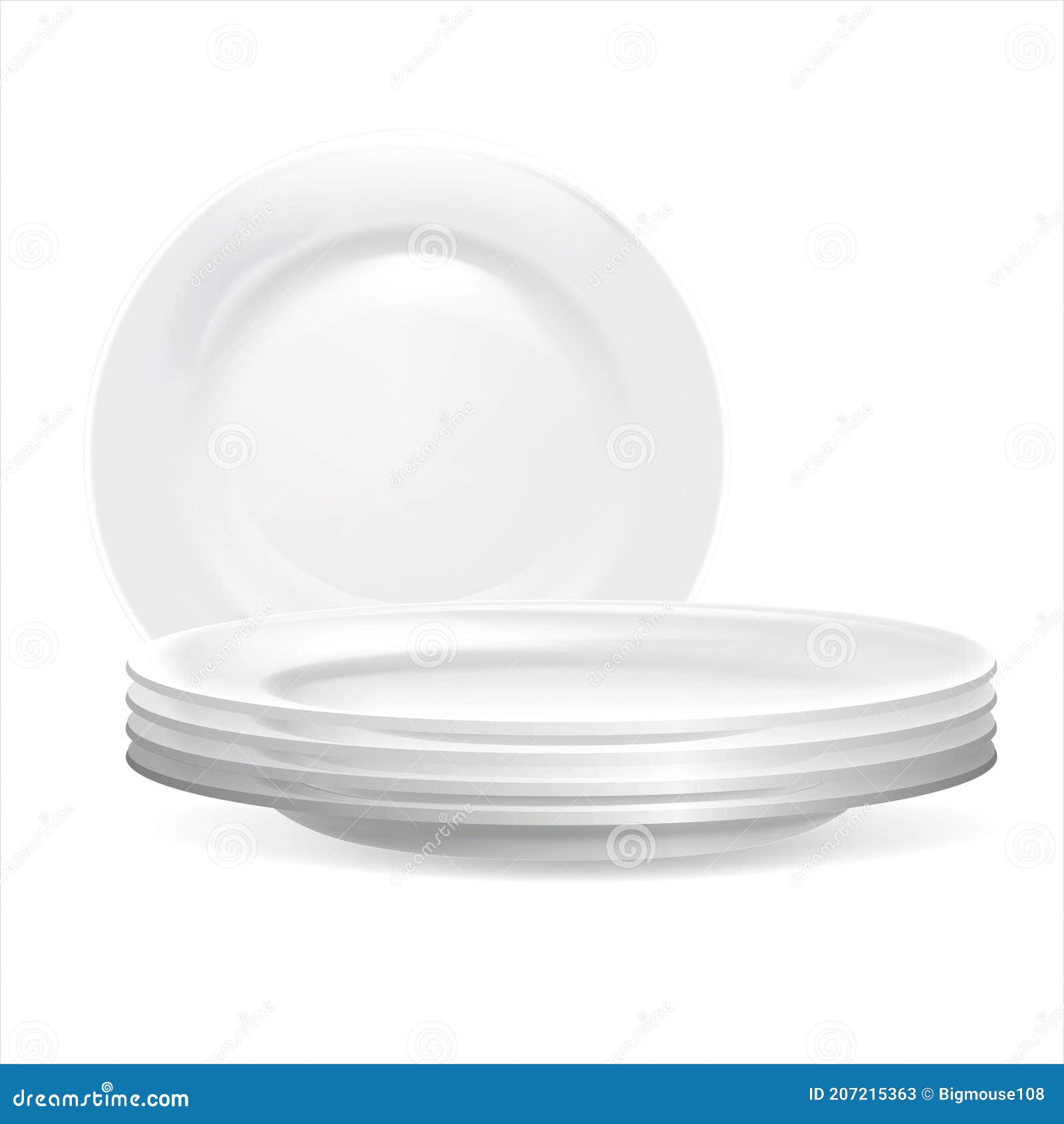 Realistic Detailed 3d Stack of Clean Plates. Vector Stock Illustration ...