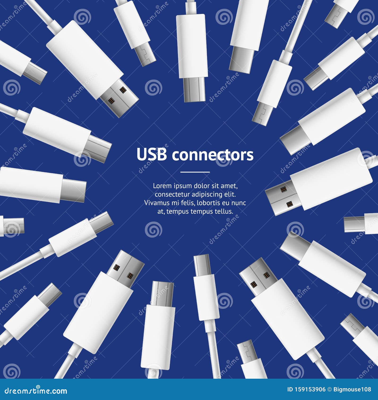 Realistic Detailed 3d USB Types Card. Vector Stock Vector ...