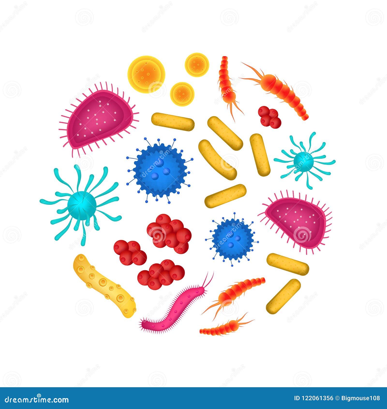 Realistic Detailed 3d Virus and Bacteria Round Design Template. Vector ...