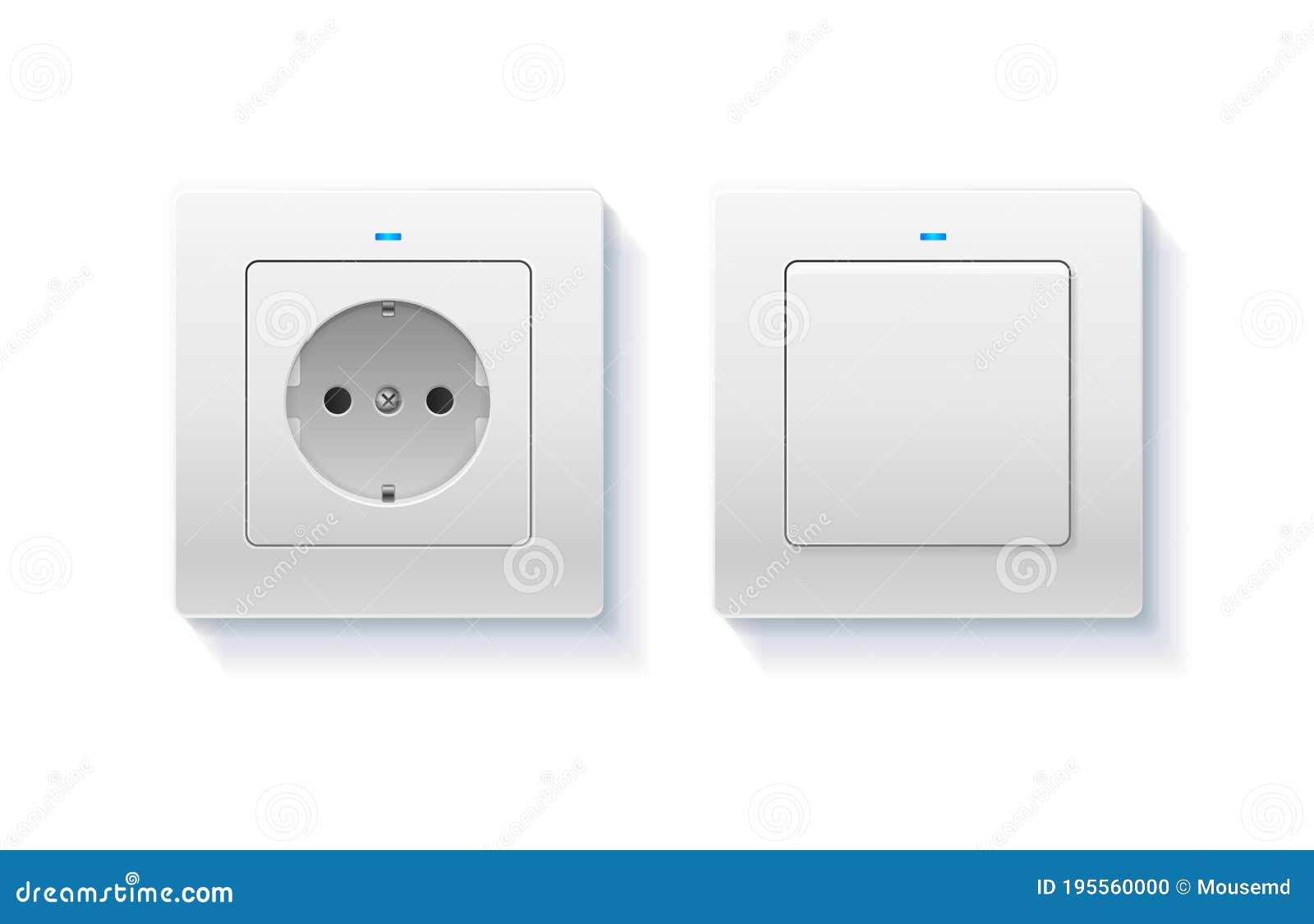 Realistic Detailed 3d Wall Switch and Power Electrical Socket. Vector ...
