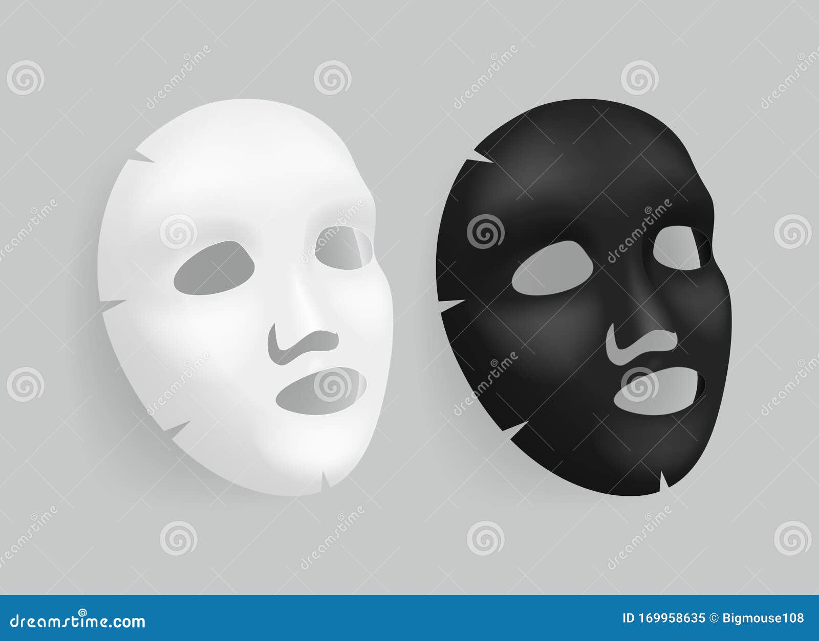 Realistic Detailed 3d White and Black Blank Facial Mask Template Mockup ... Realistic Detailed 3d White and Black Blank Facial Mask Template Mockup ...