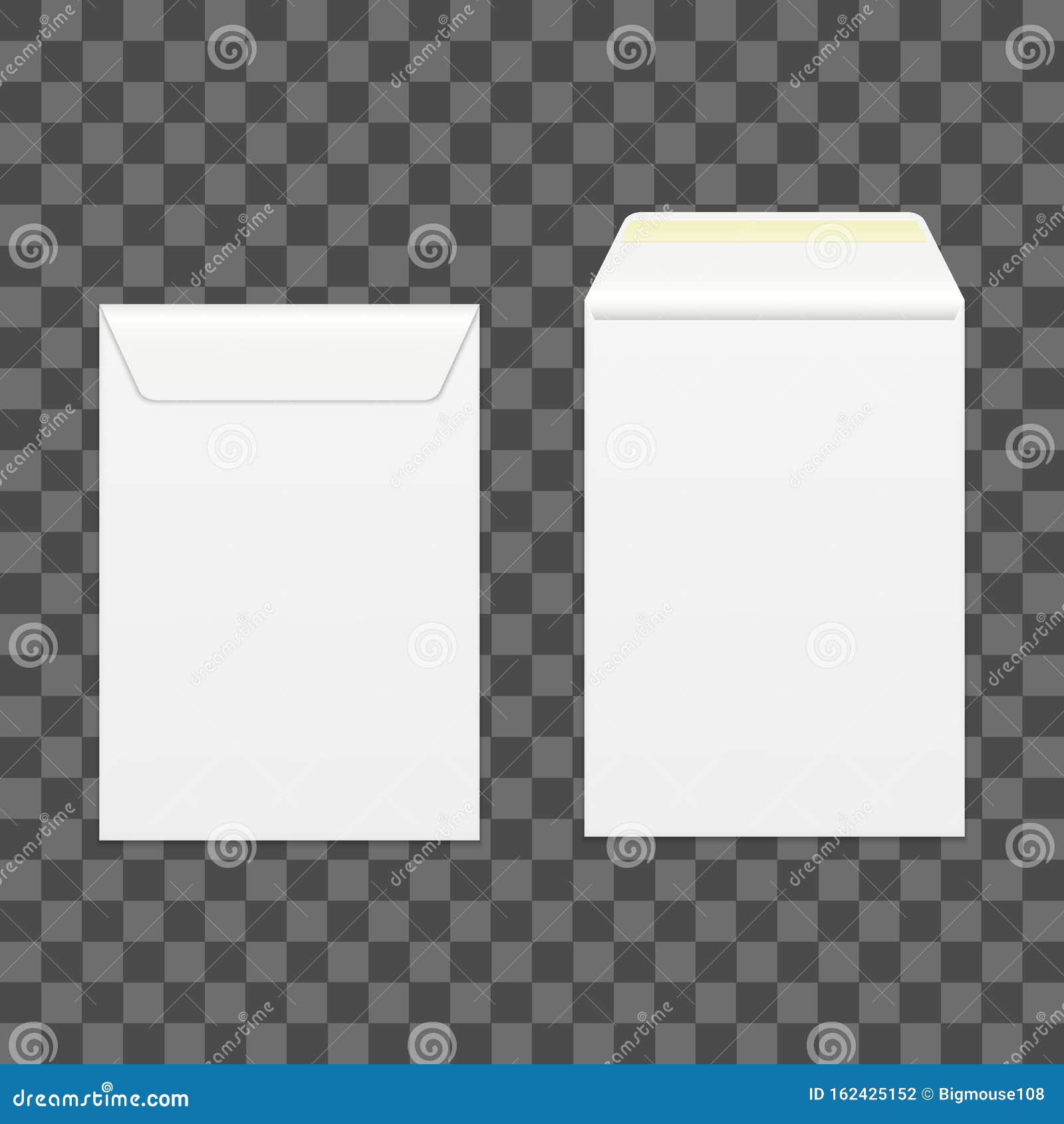 Realistic Detailed 3d White Blank Envelopes Template Mockup Set. Vector ...