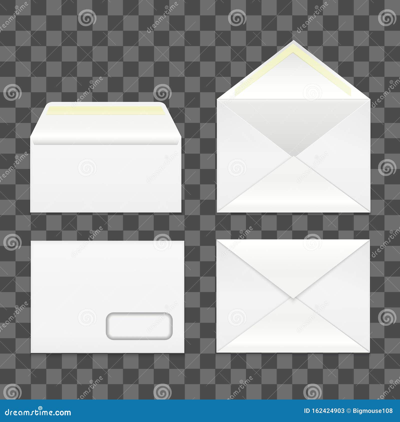 Realistic Detailed 3d White Blank Envelopes Template Mockup Set. Vector ...