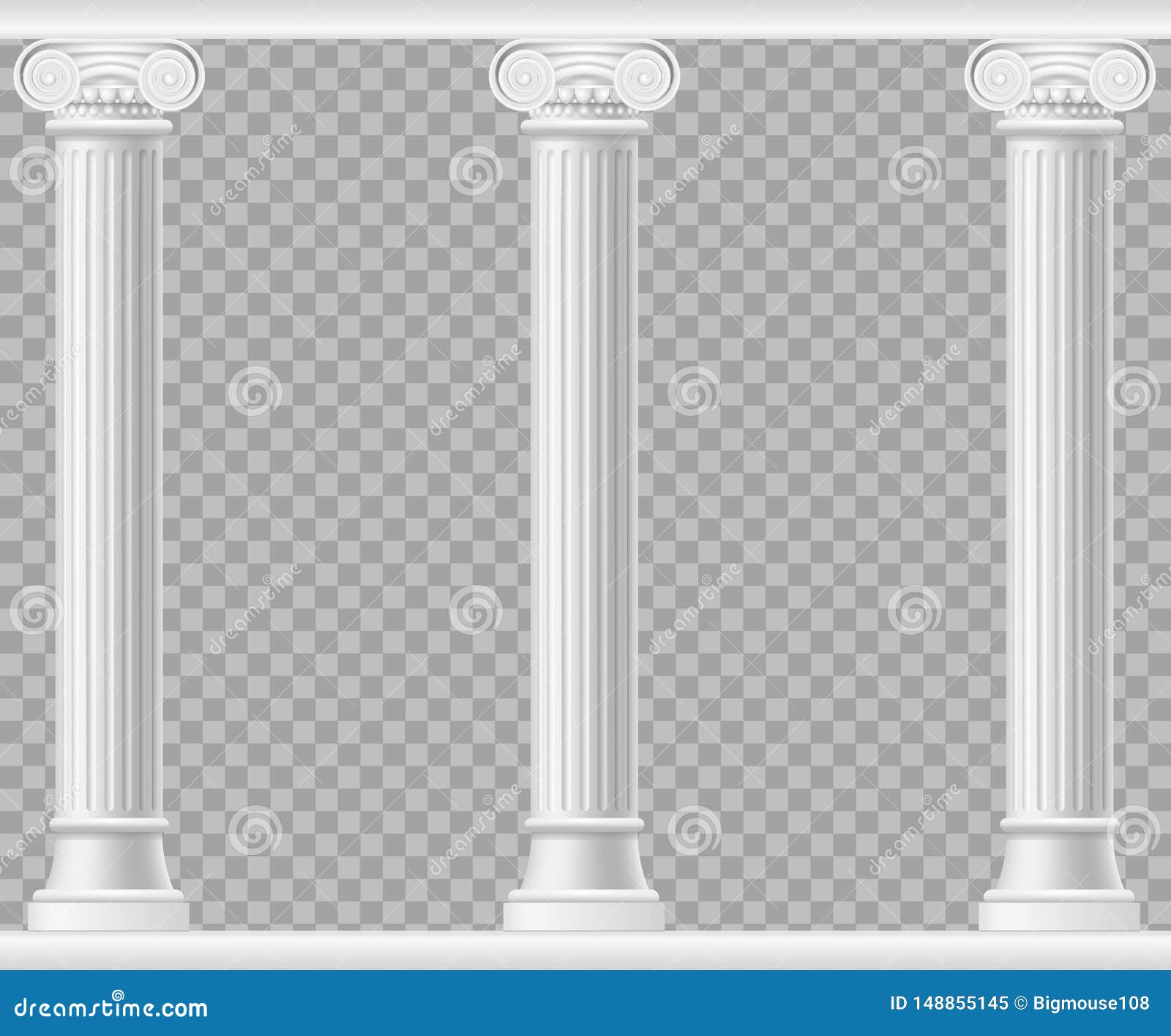 Ionic Realistic Antique Greek Marble Column Vector Illustration ...