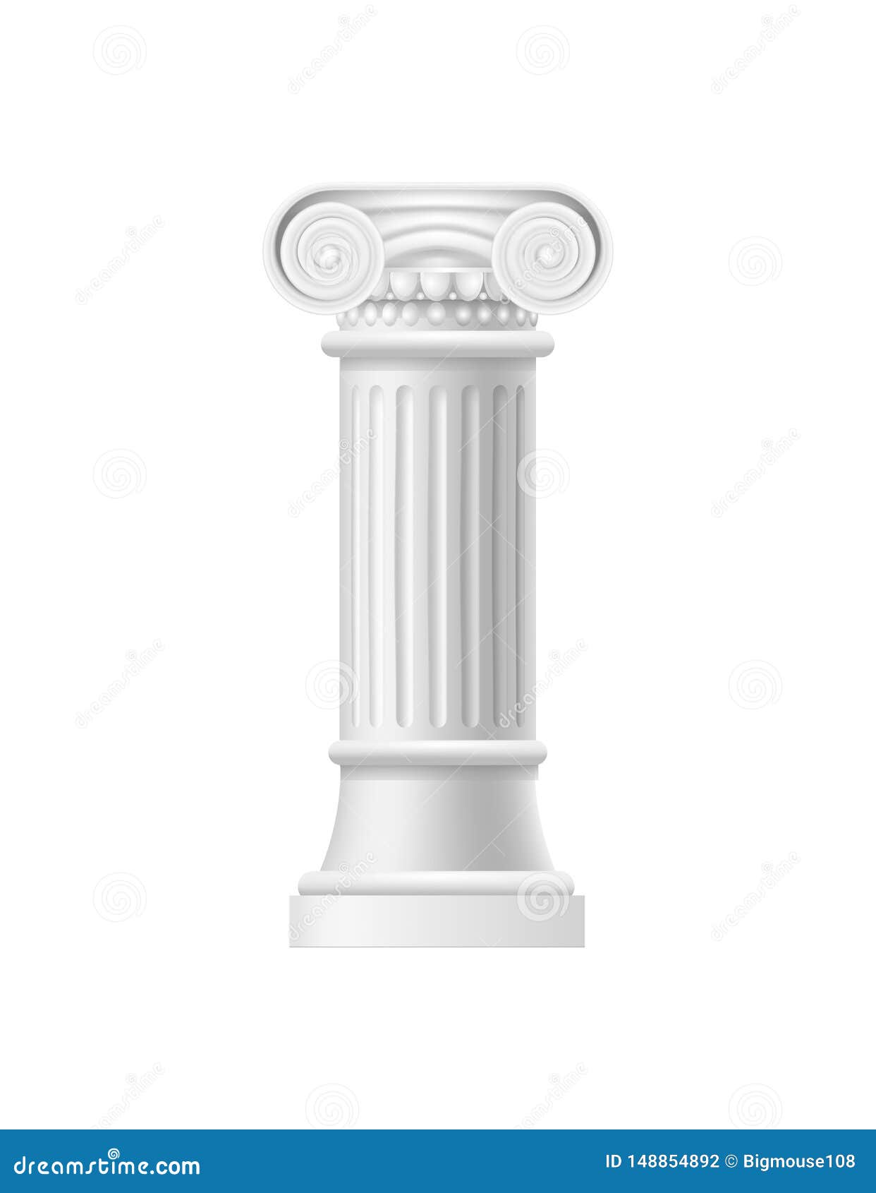 Realistic Detailed 3d White Blank Ionic Column Template Mockup. Vector ...