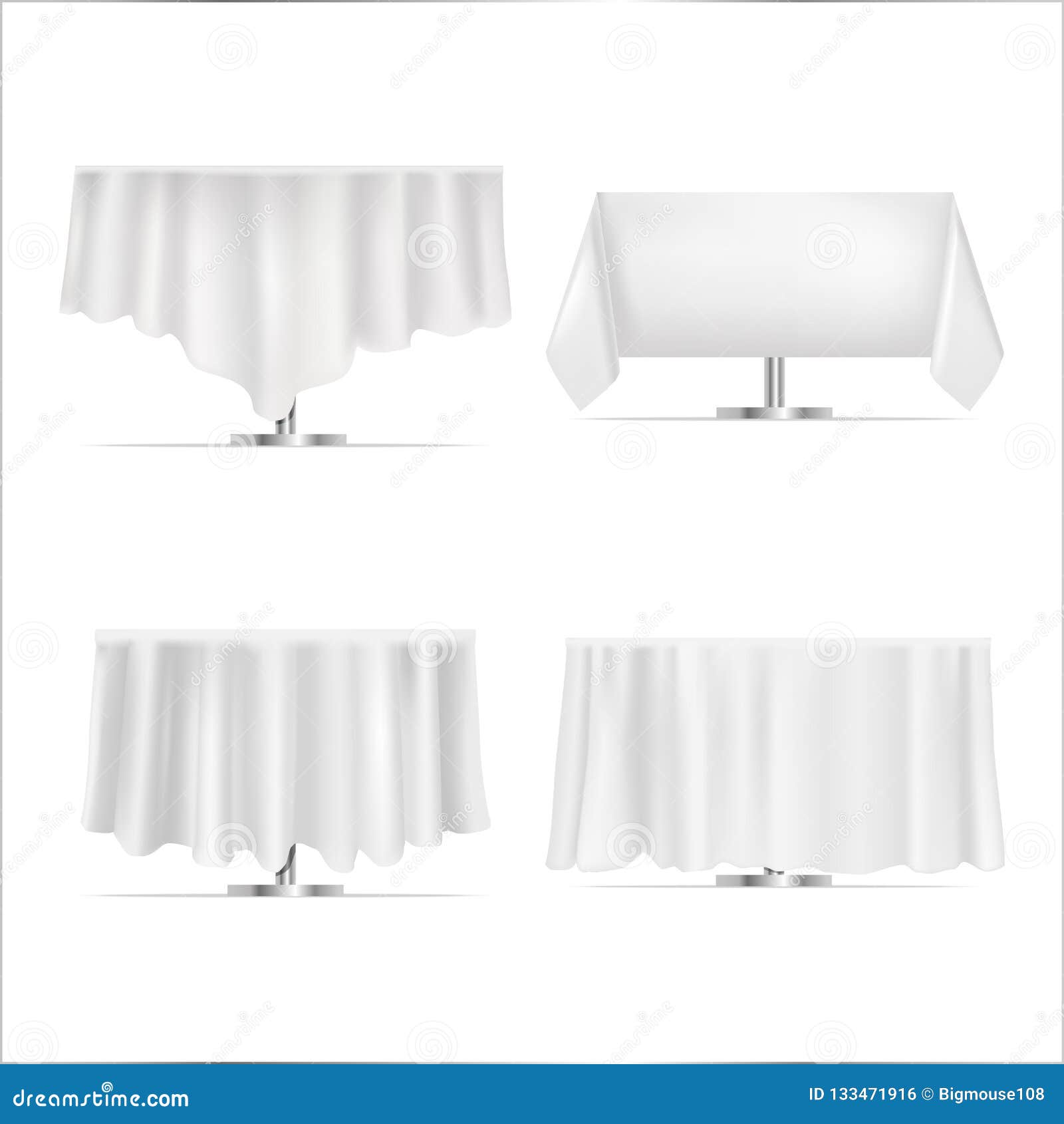 Realistic Detailed 3d White Blank Restaurant Tables Template Mockup Set ...