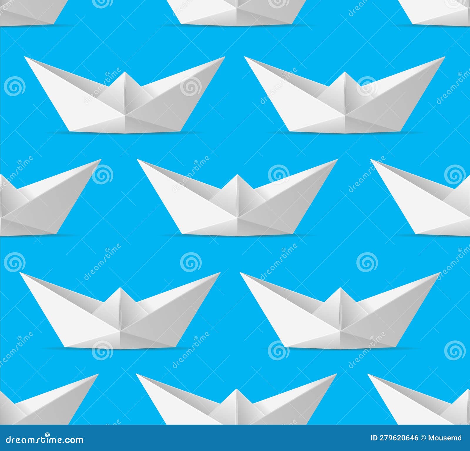 Realistic Detailed 3d White Paper Boat Seamless Pattern Background ...