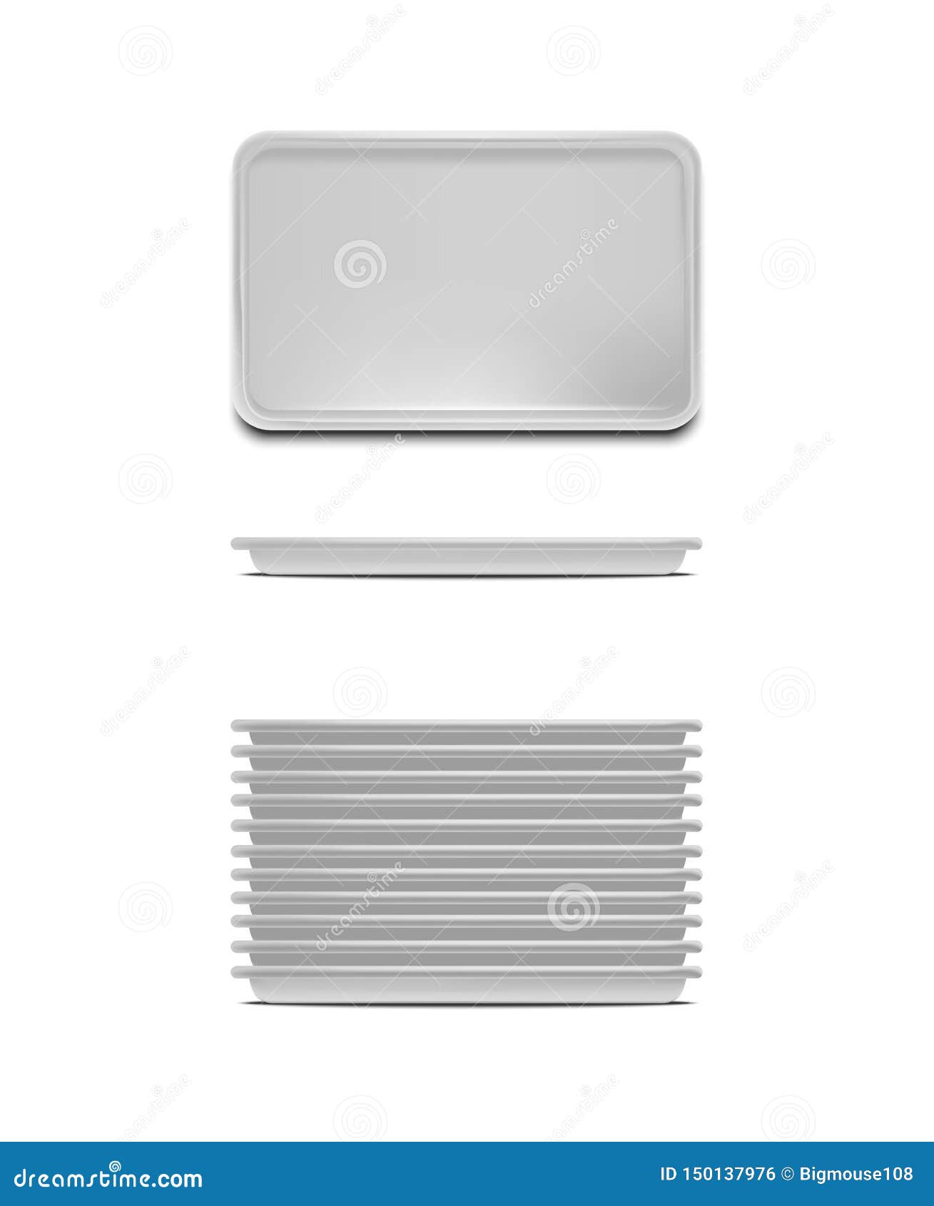 Realistic Detailed 3d White Plastic Tray Set. Vector Stock Vector ...