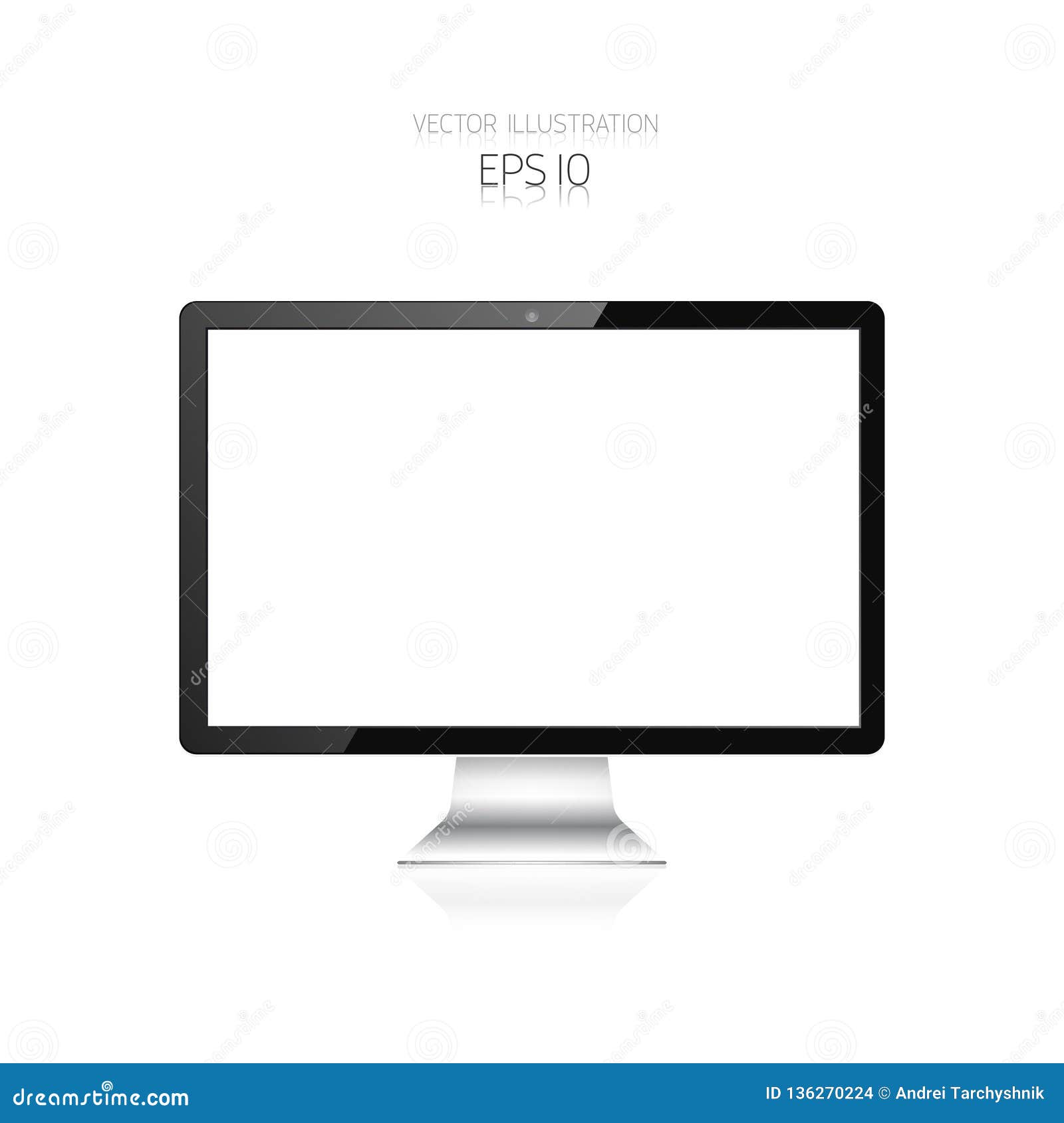 Realistic Detailed Flat Monitor Vector. Stock Vector - Illustration of ...