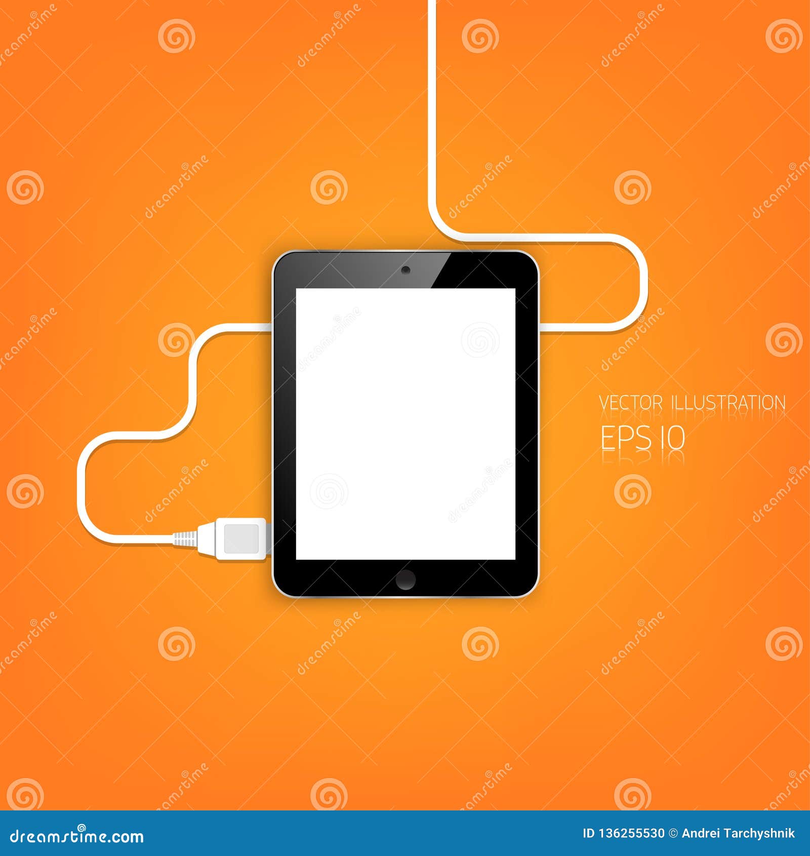 Realistic Detailed Flat Tablet. Usb Connection. Stock Vector ...