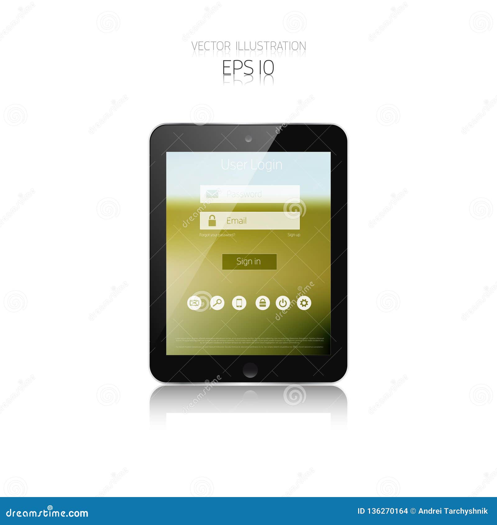 Realistic Detailed Flat Tablet Vector. Stock Vector - Illustration of ...