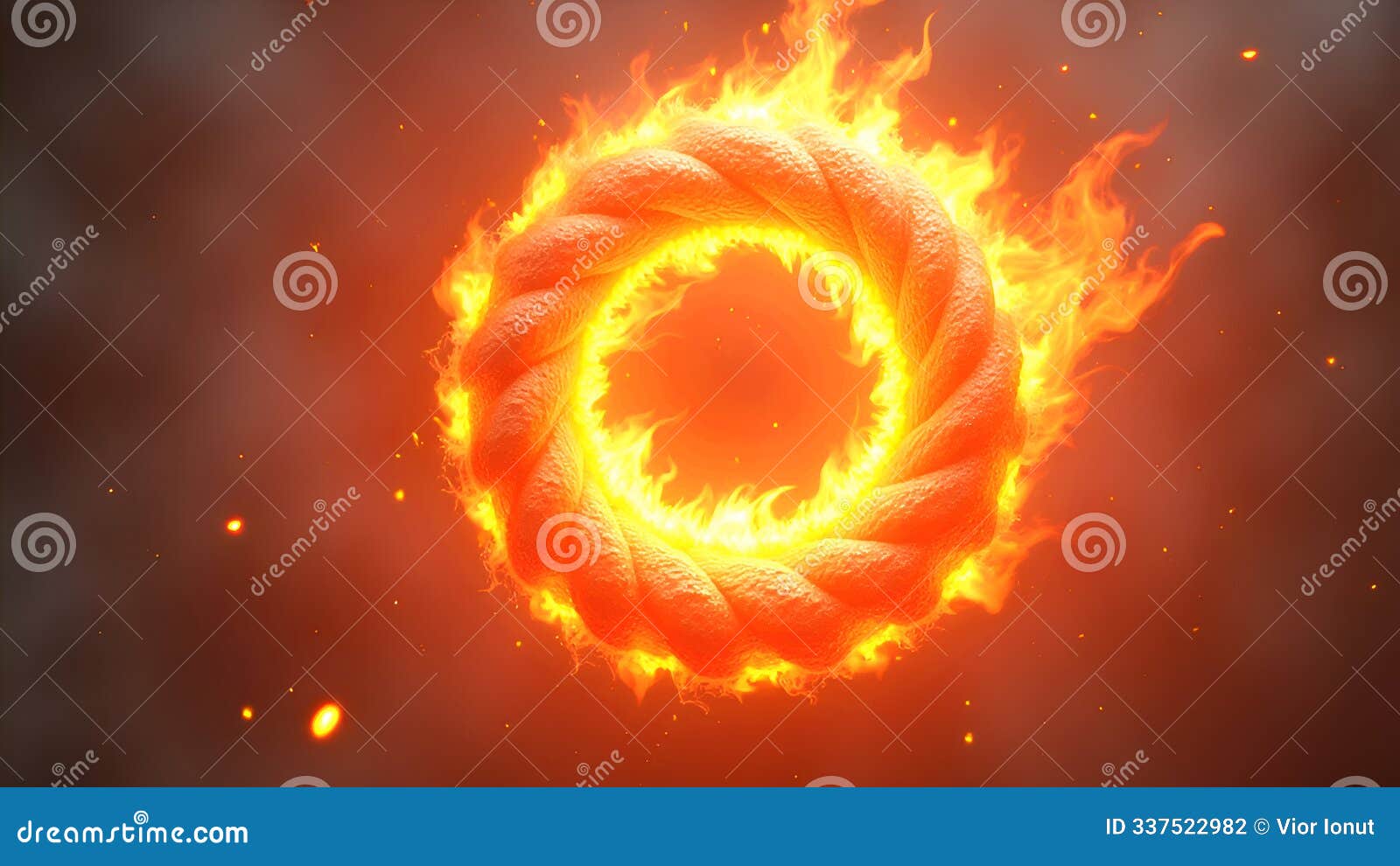 Realistic Detailed Illustration of a Round Rope on Fire Stock ...