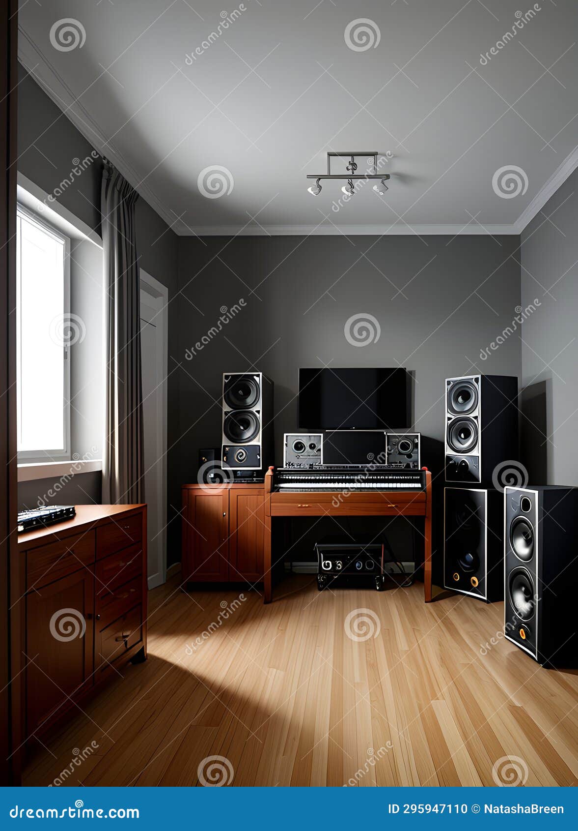 Realistic Detailed Music Studio Interior Design. Stock Photo - Image of ...