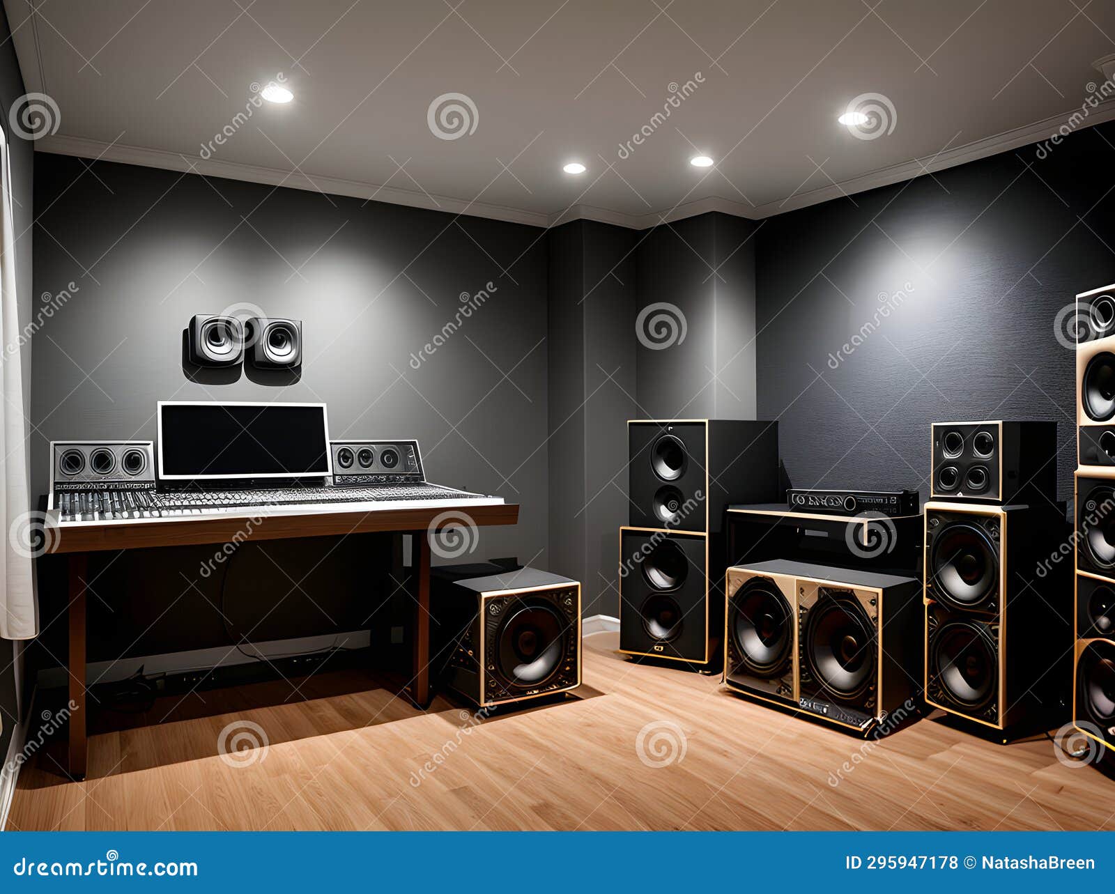 Realistic Detailed Music Studio Interior Design. Stock Photo - Image of ...