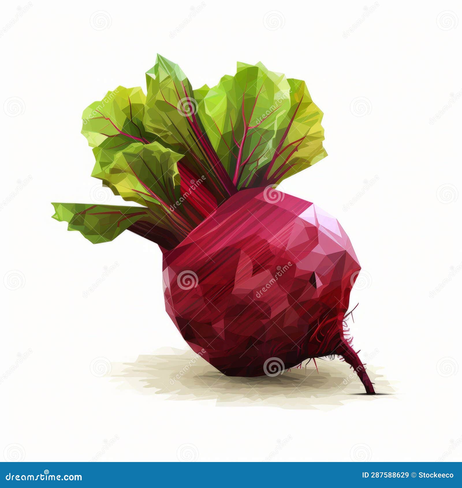 Organic Sculpting: Polygonal Design Illustration of a Red Beet Stock ...