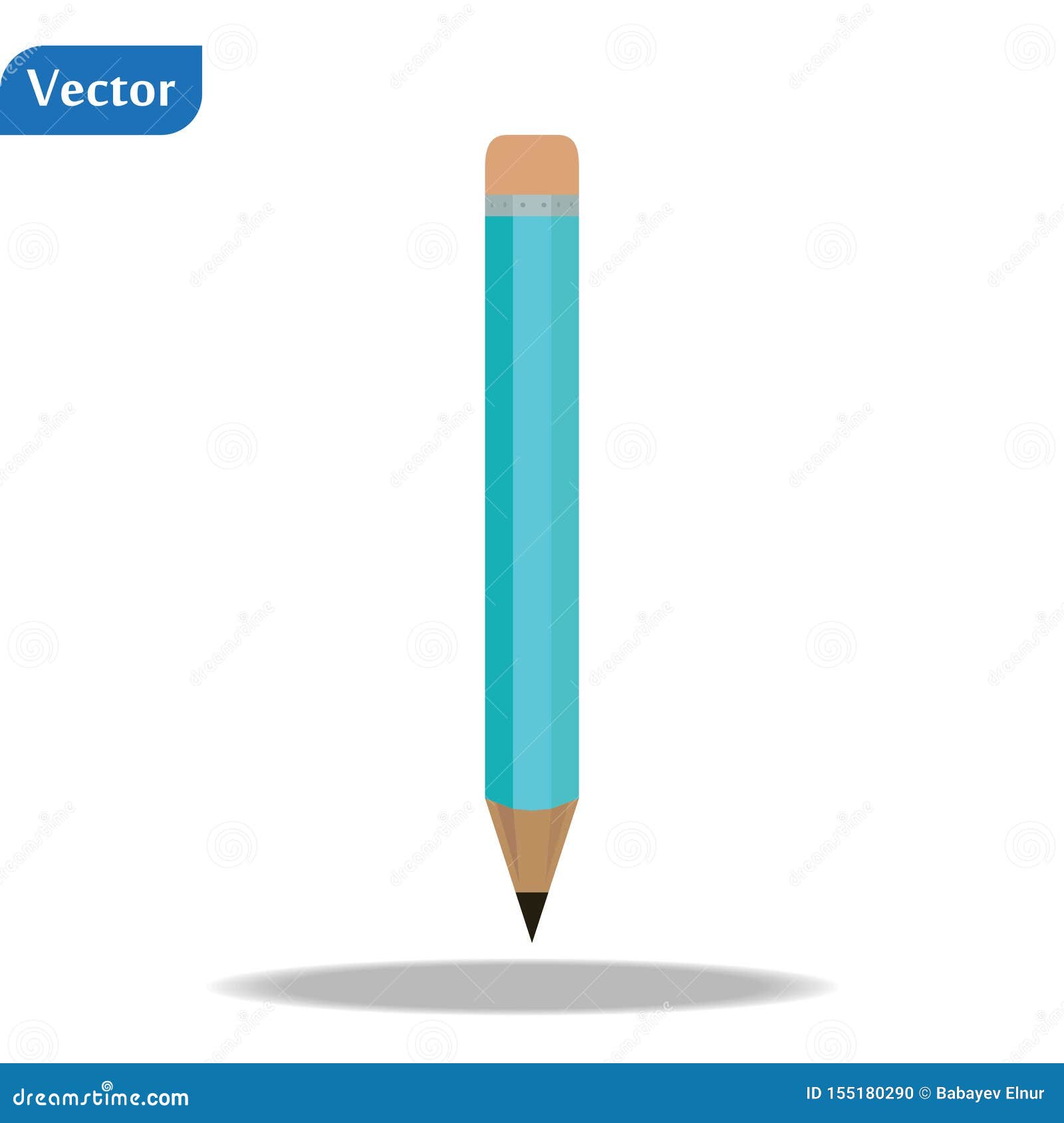 Realistic Detailed Sharpened Blue Pencil Isolated on White Background ...