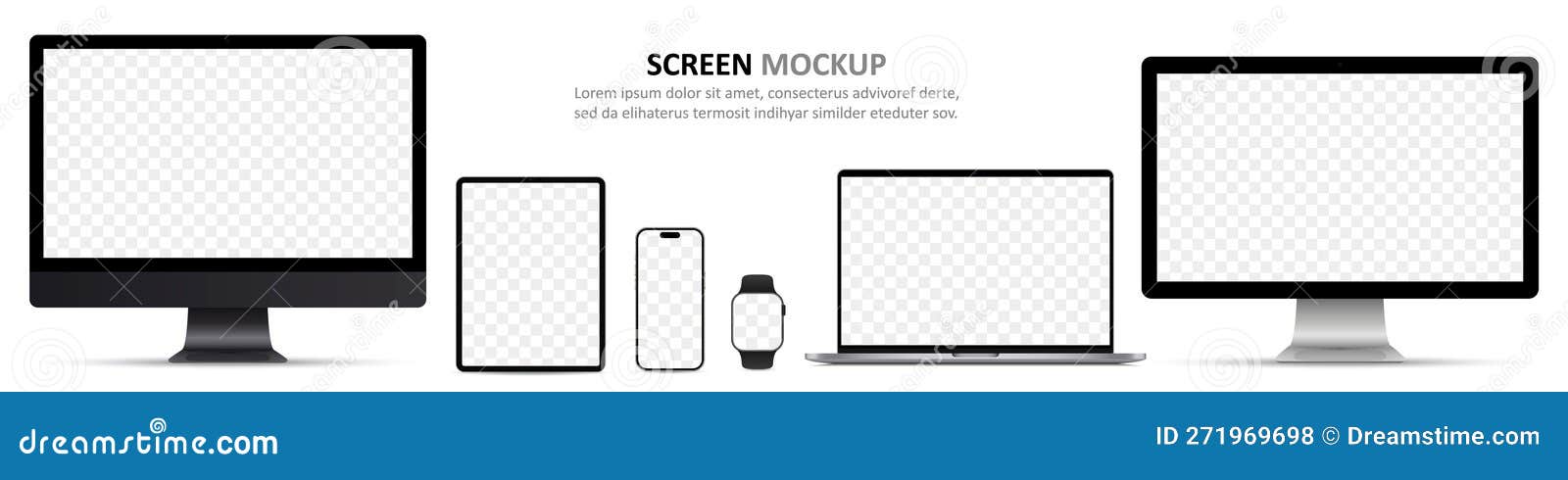 Realistic Devices with Blank Screen Template. Gadget Electronics with ...