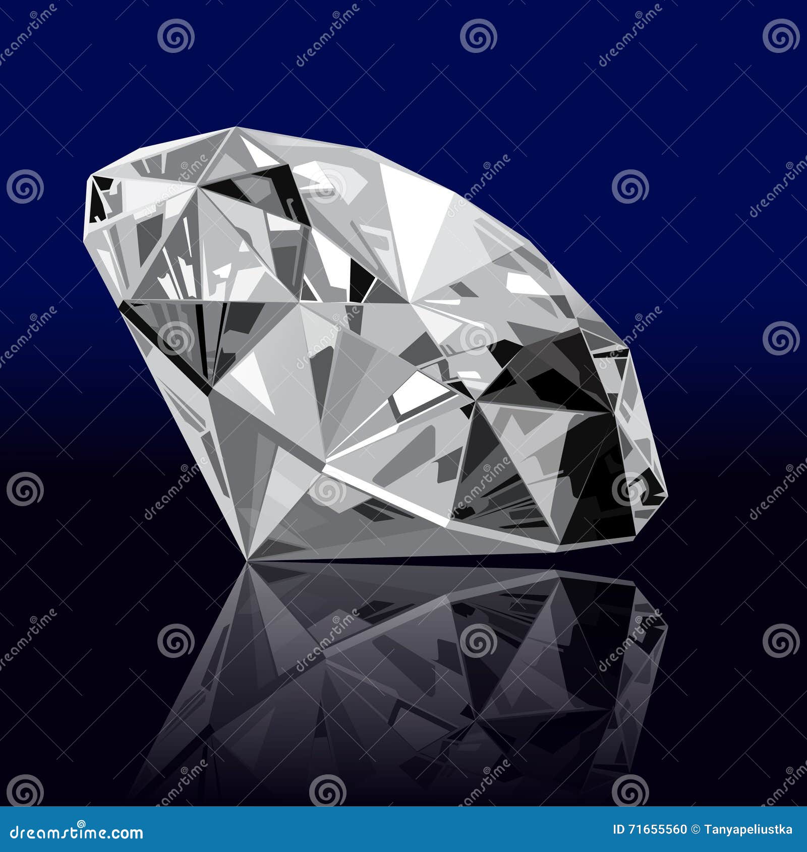 Realistic 3d Diamond Isolated On White Background. One Beautiful Jewel ...