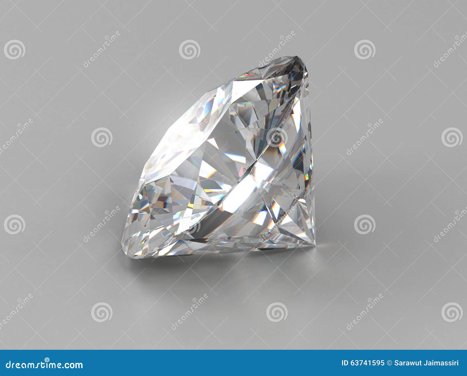 Realistic Diamond Placed on Grey Background with Light Reflection, 3d ...