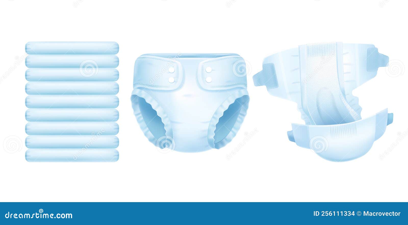 Realistic Diapers Stack Set Stock Vector - Illustration of baby ...