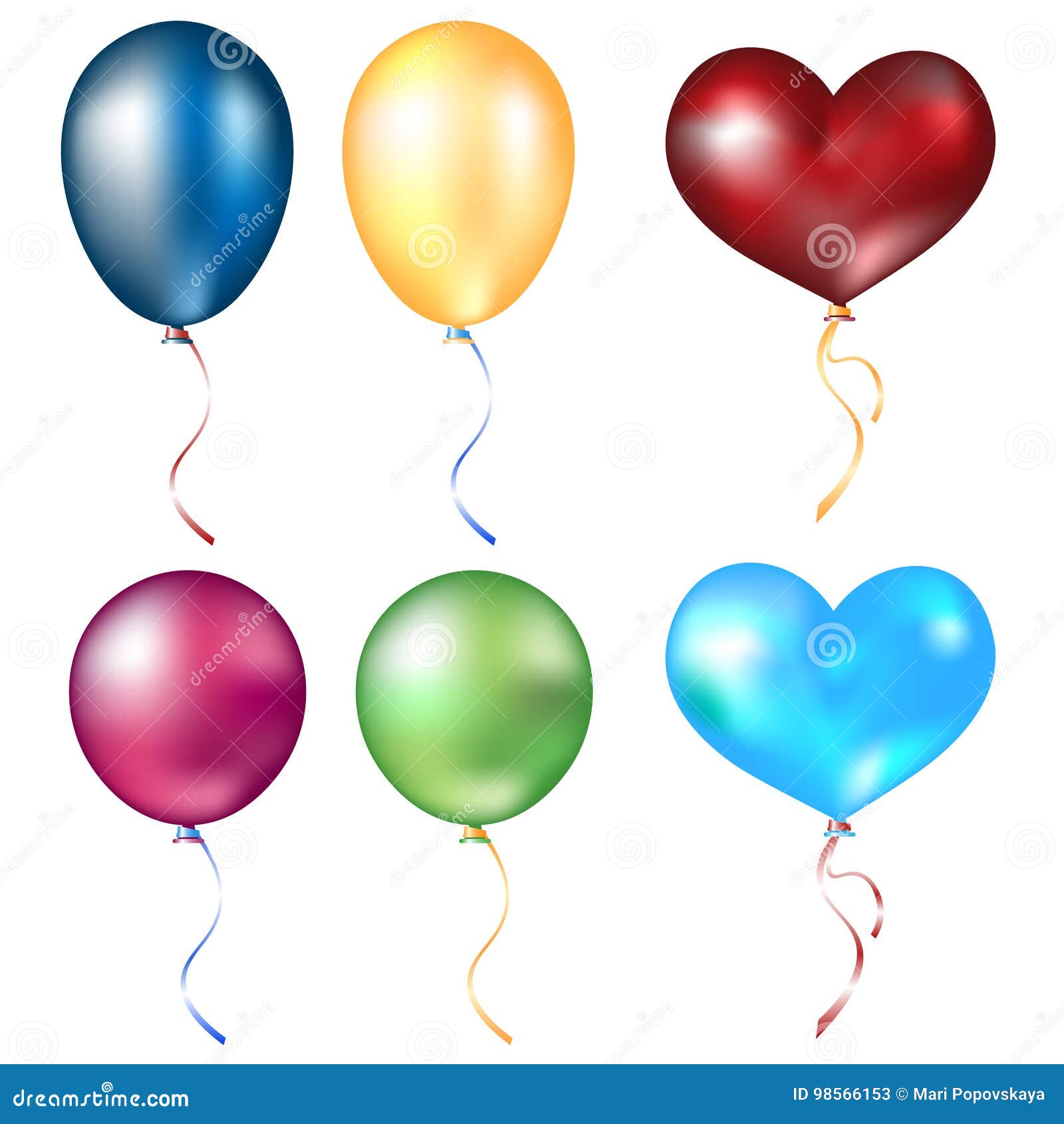Realistic Different Balloons Set Stock Vector - Illustration of ballon ...