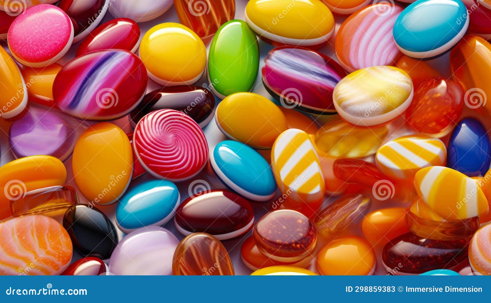 Realistic Different Types of Candies in 3D, Candies Texture Concept ...