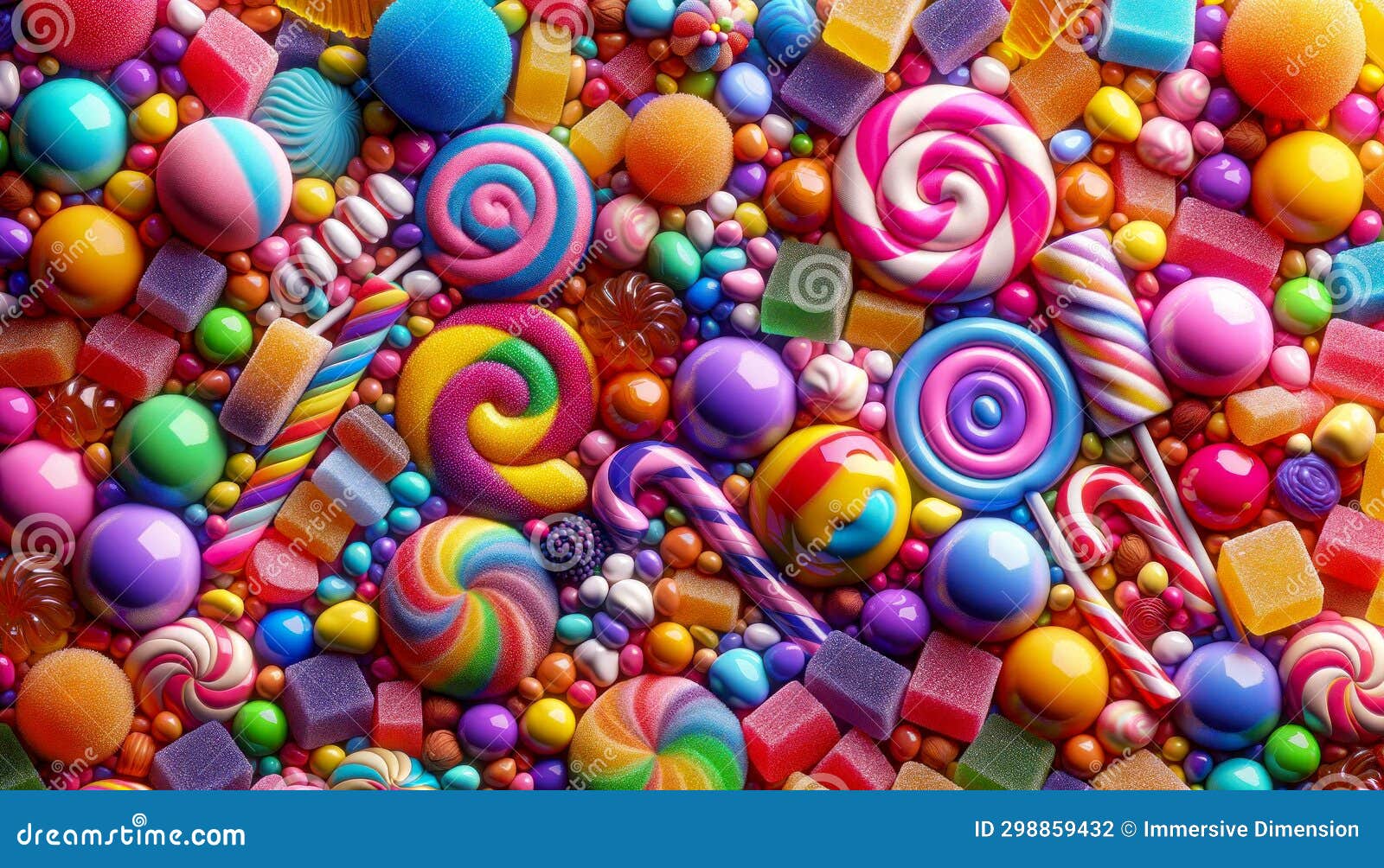 Realistic Different Types of Candies in 3D, Candies Texture Concept ...
